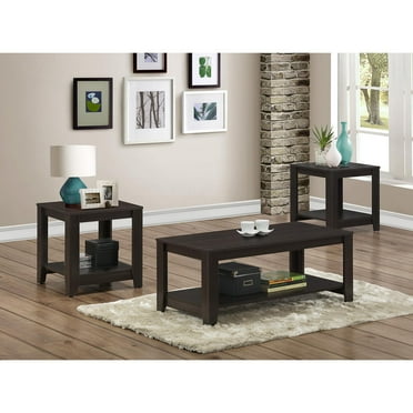 Roundhill Furniture 3 Piece Traditional Scrolled Coffee Table Set for ...