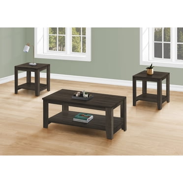 Taomika 3-piece Coffee Table Set with Shelf, Coffee Table with Set of 2 ...
