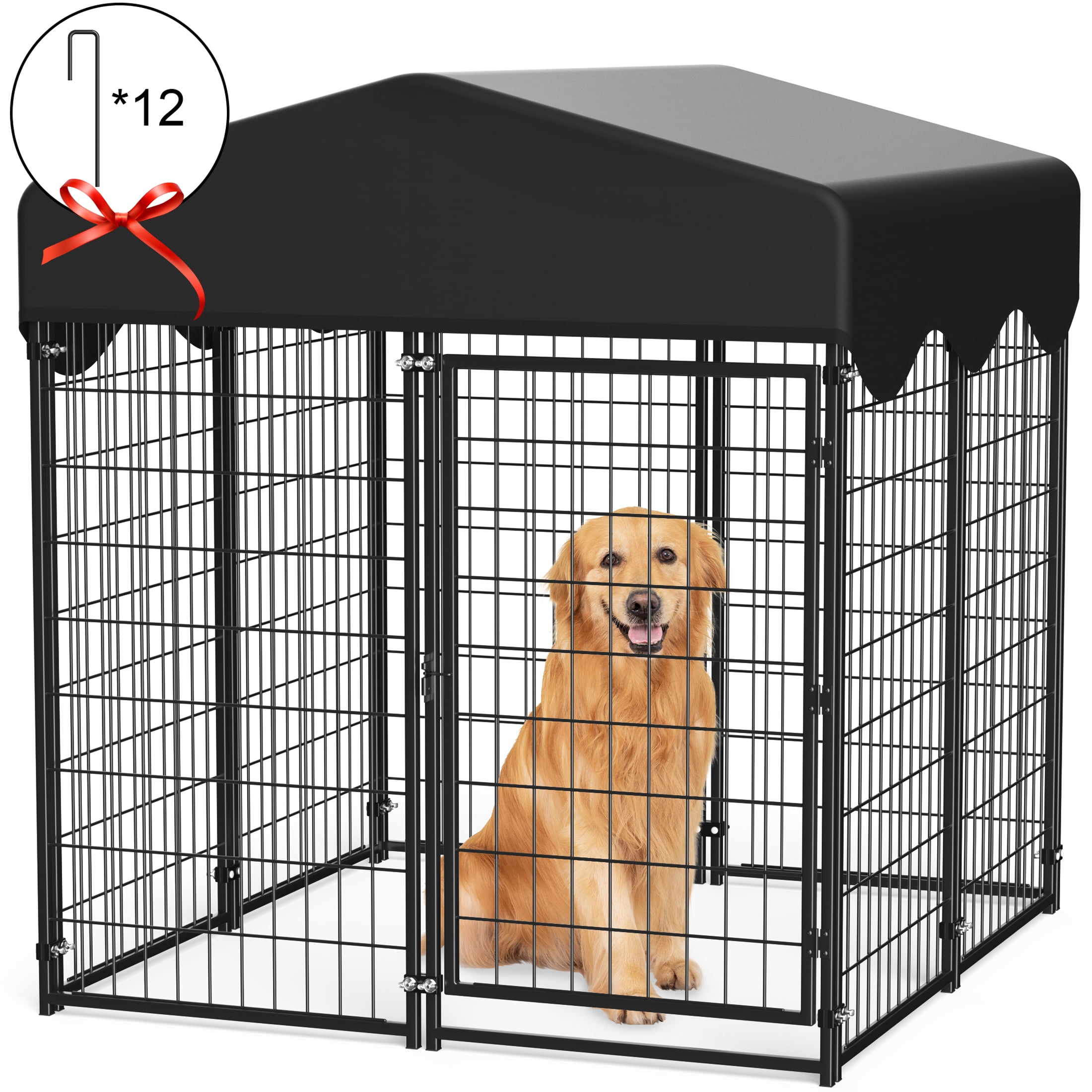 Monasem Dog Kennel with Roof,4.2ft x 4ft x 4.5ft Outdoor Dog Fence with ...