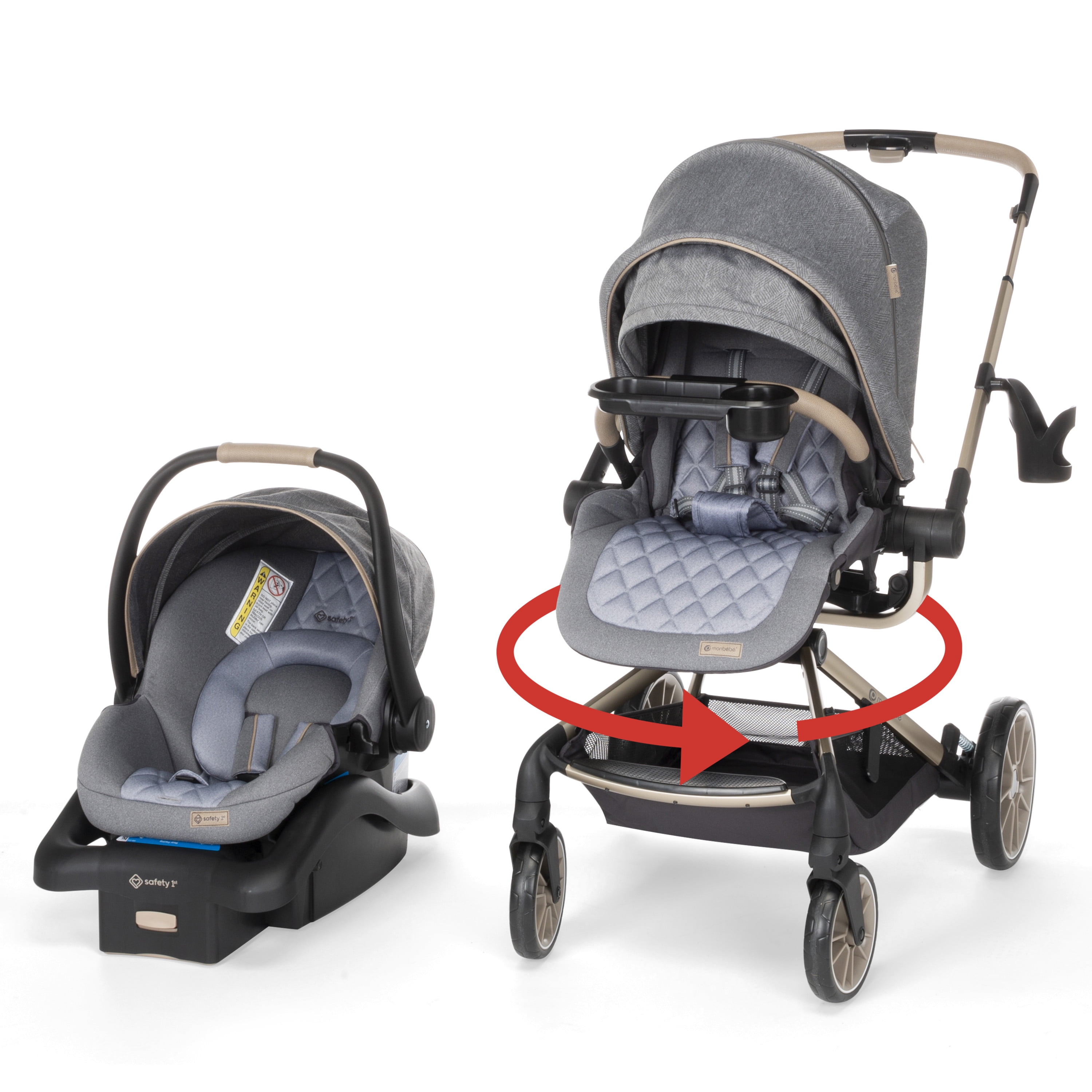 Monbebe 360 Rotating Modular Travel System Stroller with Rear-Facing ...