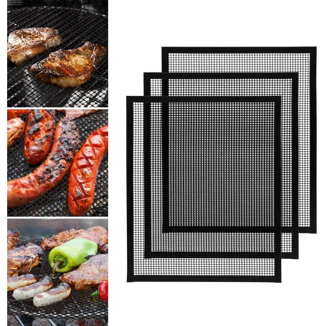 Moncolis 15.7"x 13" Non Stick Mesh Grill Mat,3 Pack Reusable Grilling ...