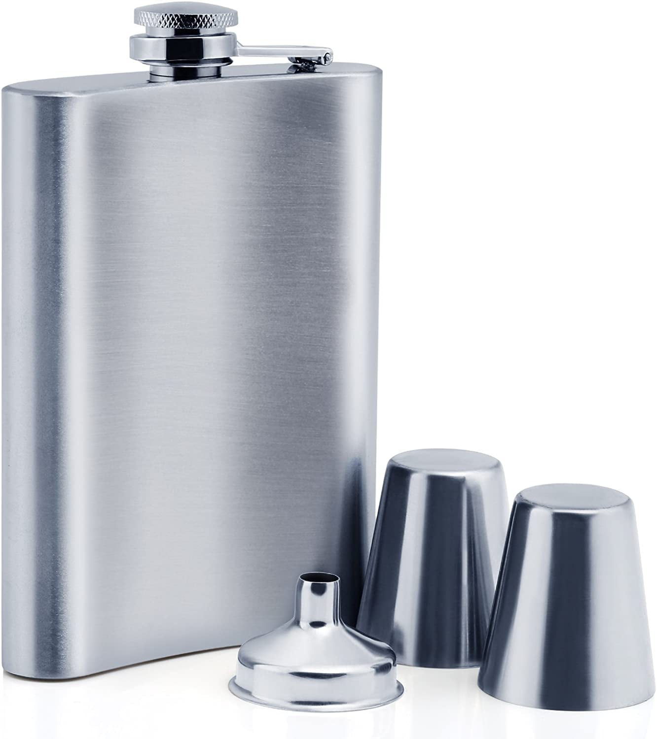 Moncolis Hip Flask 8 oz Hip Flask with Funnel & Shot Glasses Set ...