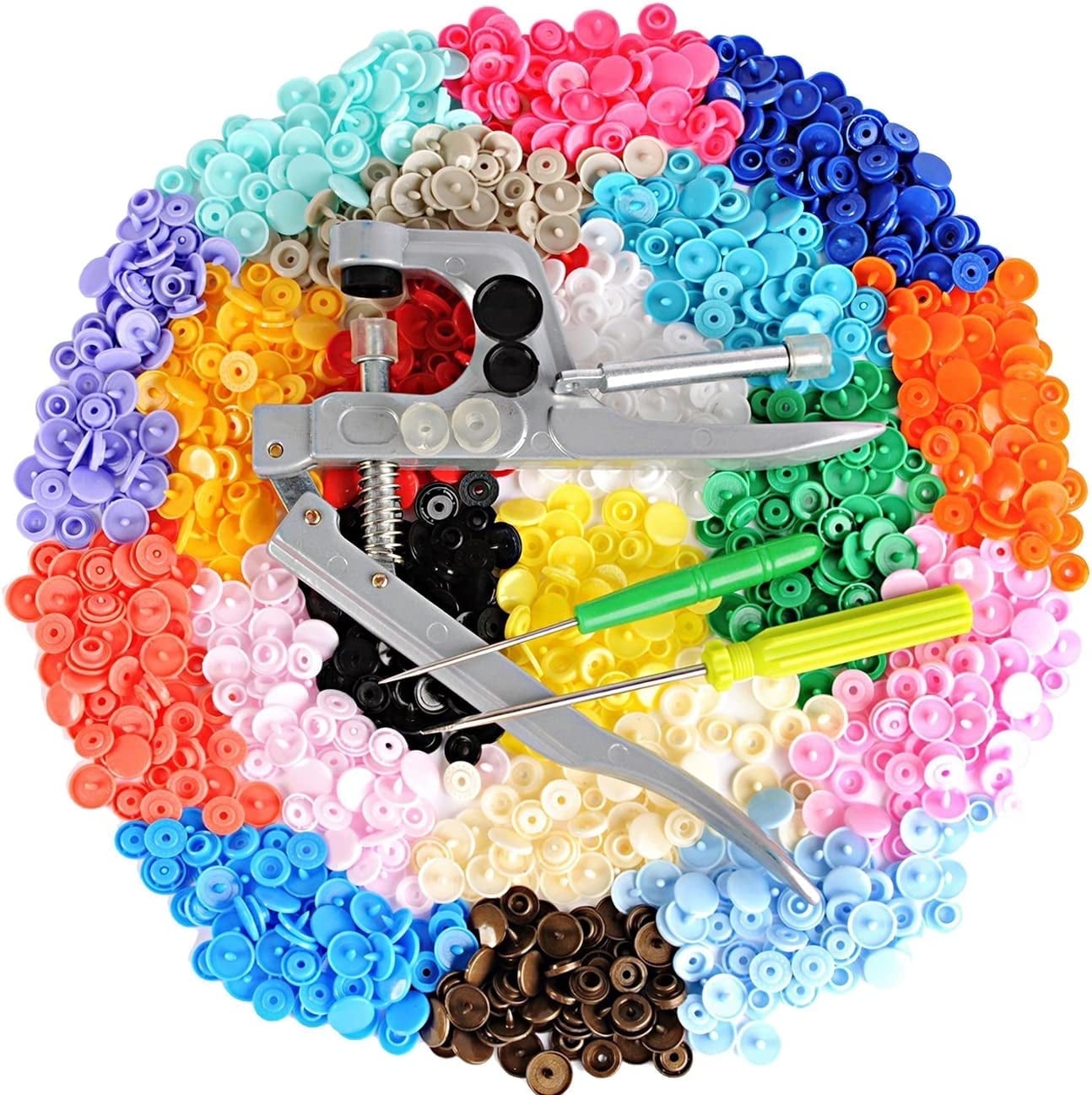 Moncolis Snap Pliers Set with 300 T5 Plastic Buttons in 20 Colors for ...