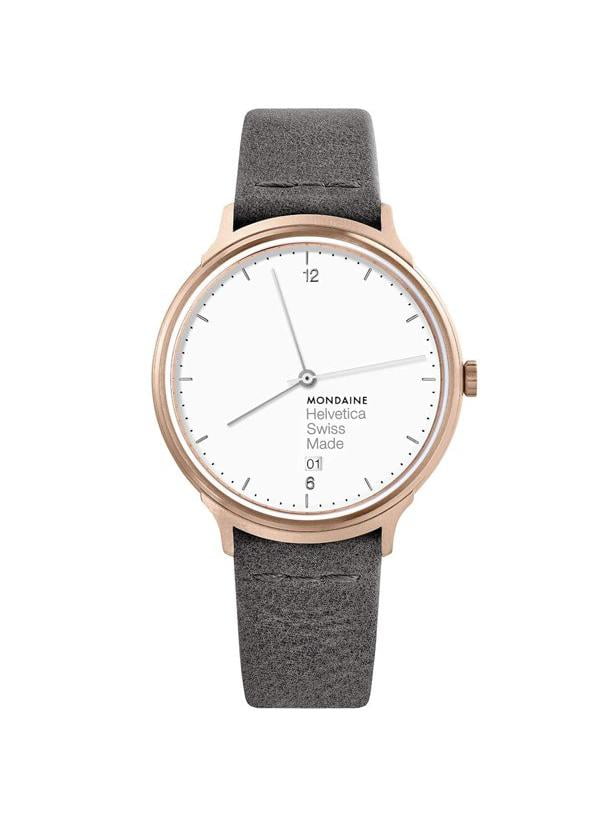 Mondaine Helvetica No1 Light Rose Gold-Tone White Dial Quartz Watch MH1 ...