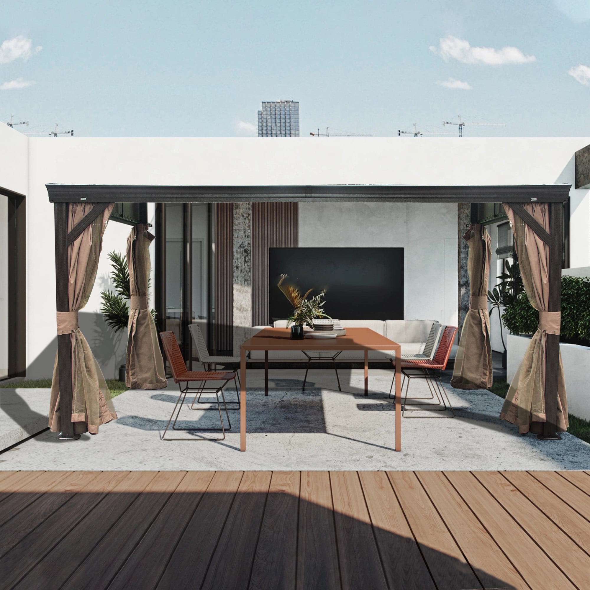 Mondawe 10 ft. x 12 ft. Outdoor Aluminum Frame Galvanized Steel Roof ...