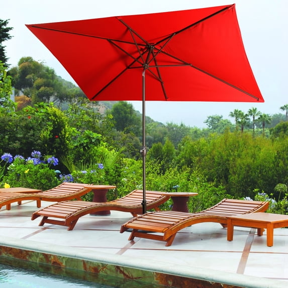 Mondawe 10' x 6'5 Patio Umbrella Red Rectangular Market Umbrella ...