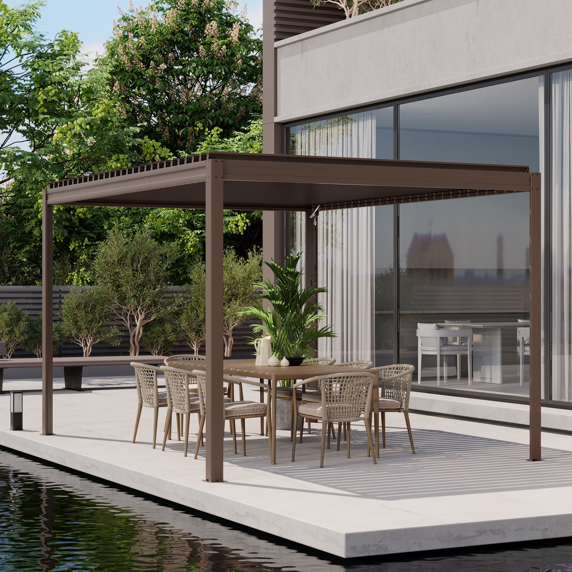 Mondawe 10'x13' Louvered Pergola, Outdoor Aluminum Pergola with ...
