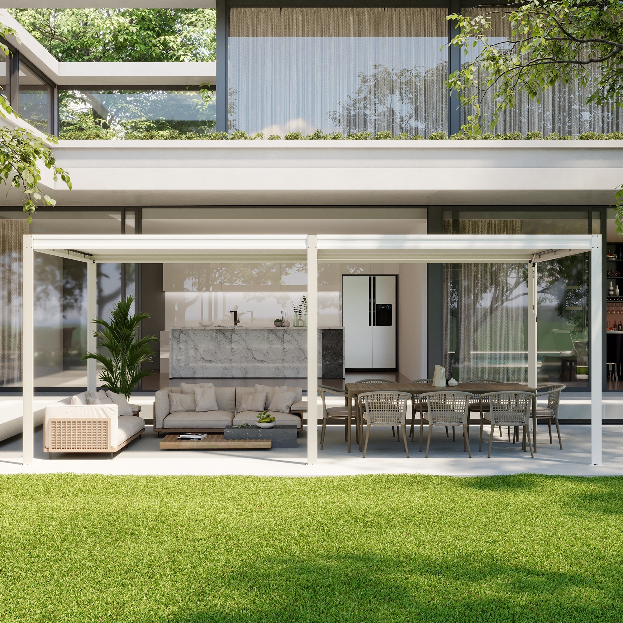 Mondawe 10'x20' Louvered Pergola, Outdoor Aluminum Pergola with ...