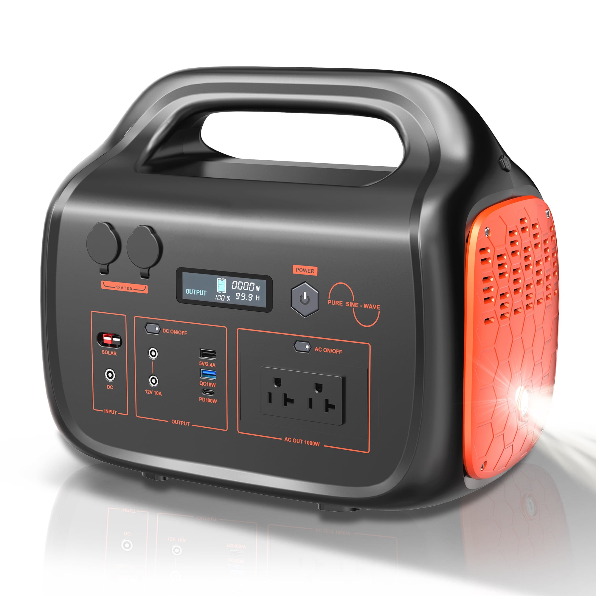 Mondawe 1000W Portable Power Station 1024Wh 6000mAh Solar Generator ...