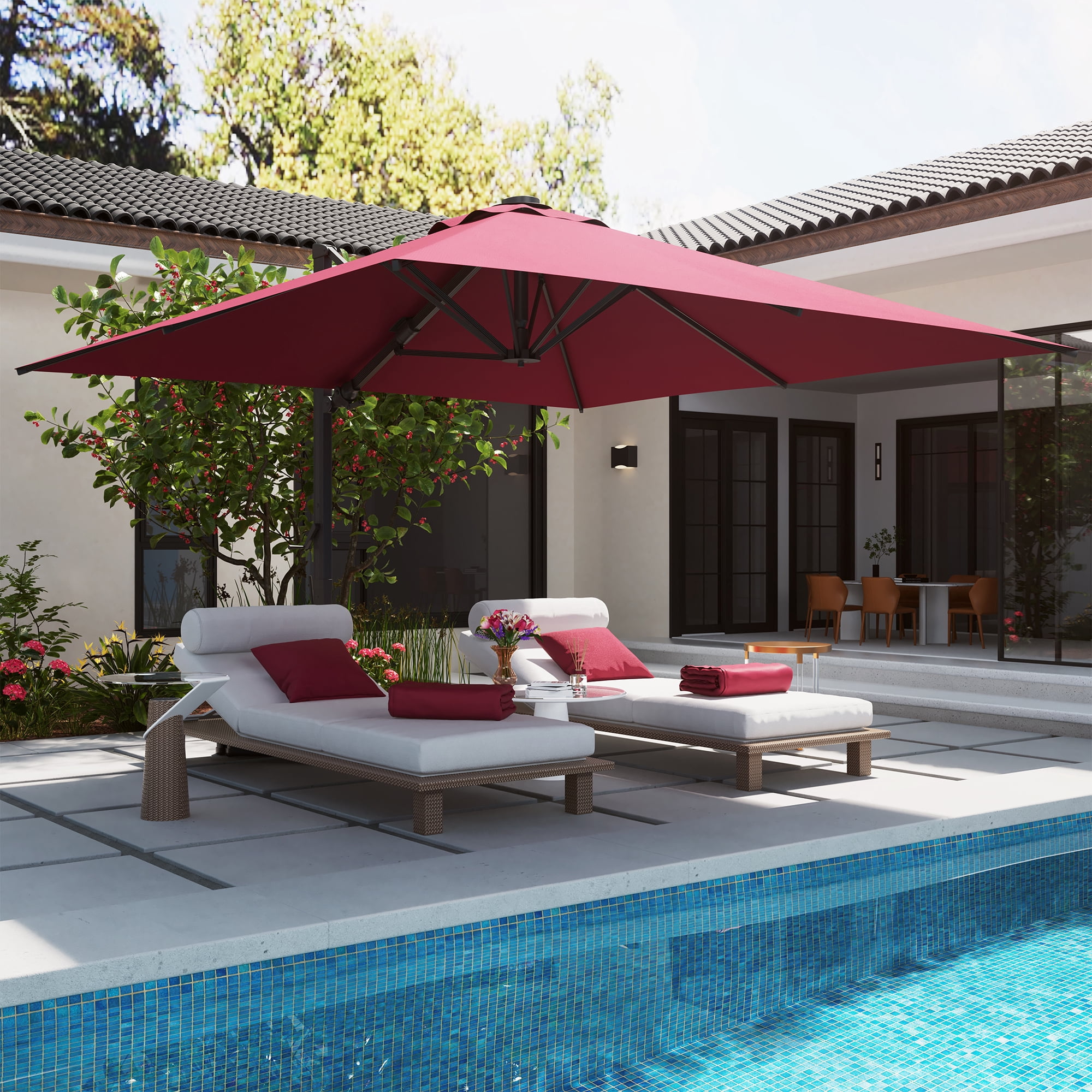 Mondawe 10x10 FT Square Cantilever Umbrella with Base Included - 360 ...