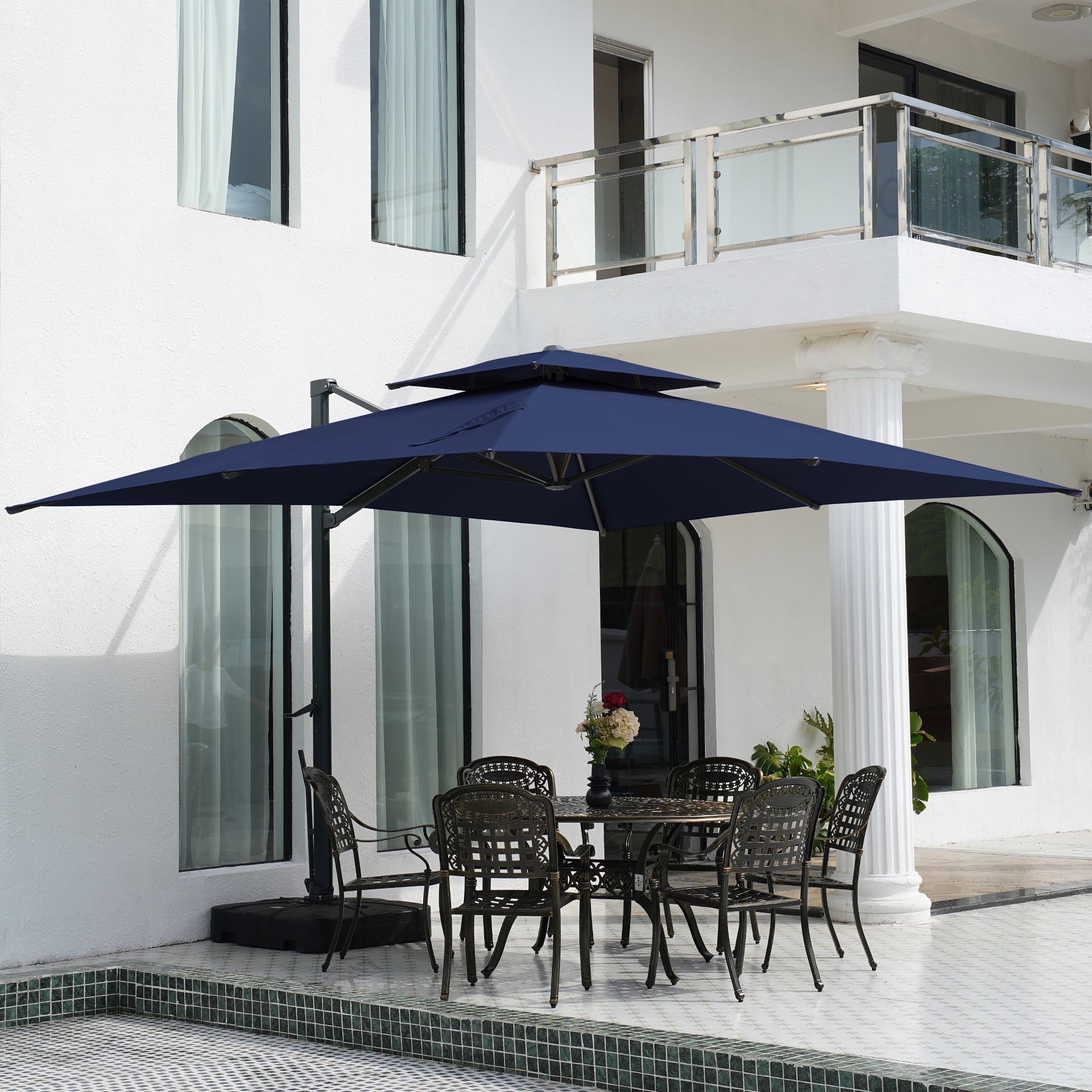 Mondawe 10x13FT Patio Umbrellas, Double Top Rectangle Cantilever ...
