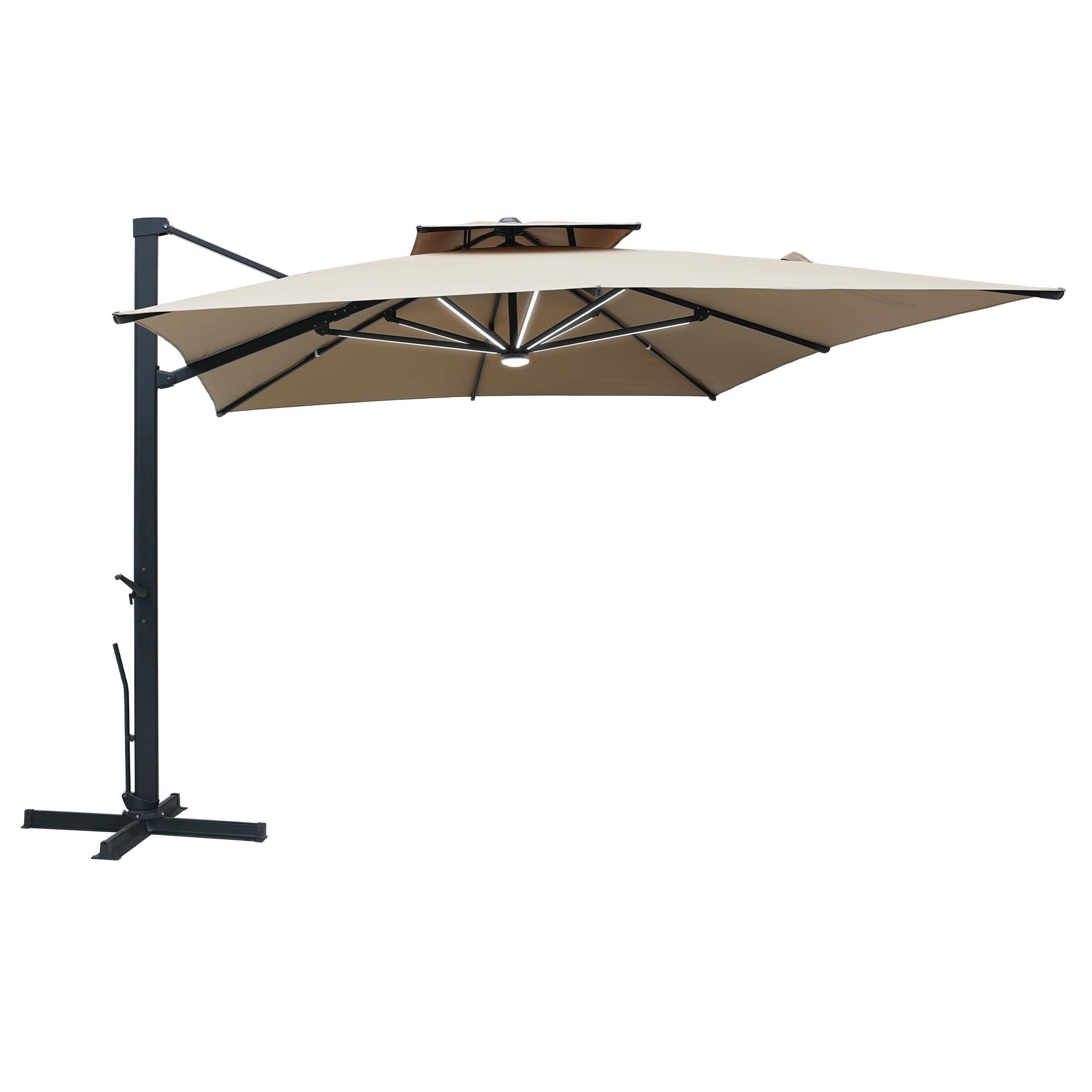 Mondawe 10x13Ft Cantilever Outdoor LED Patio Umbrella Rectangular ...