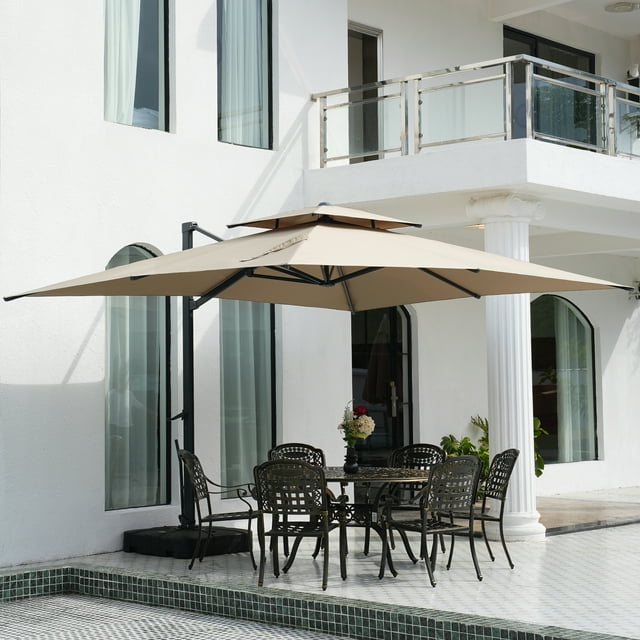 Mondawe 10x13Ft Cantilever Outdoor Patio Umbrella Rectangular Umbrellas ...