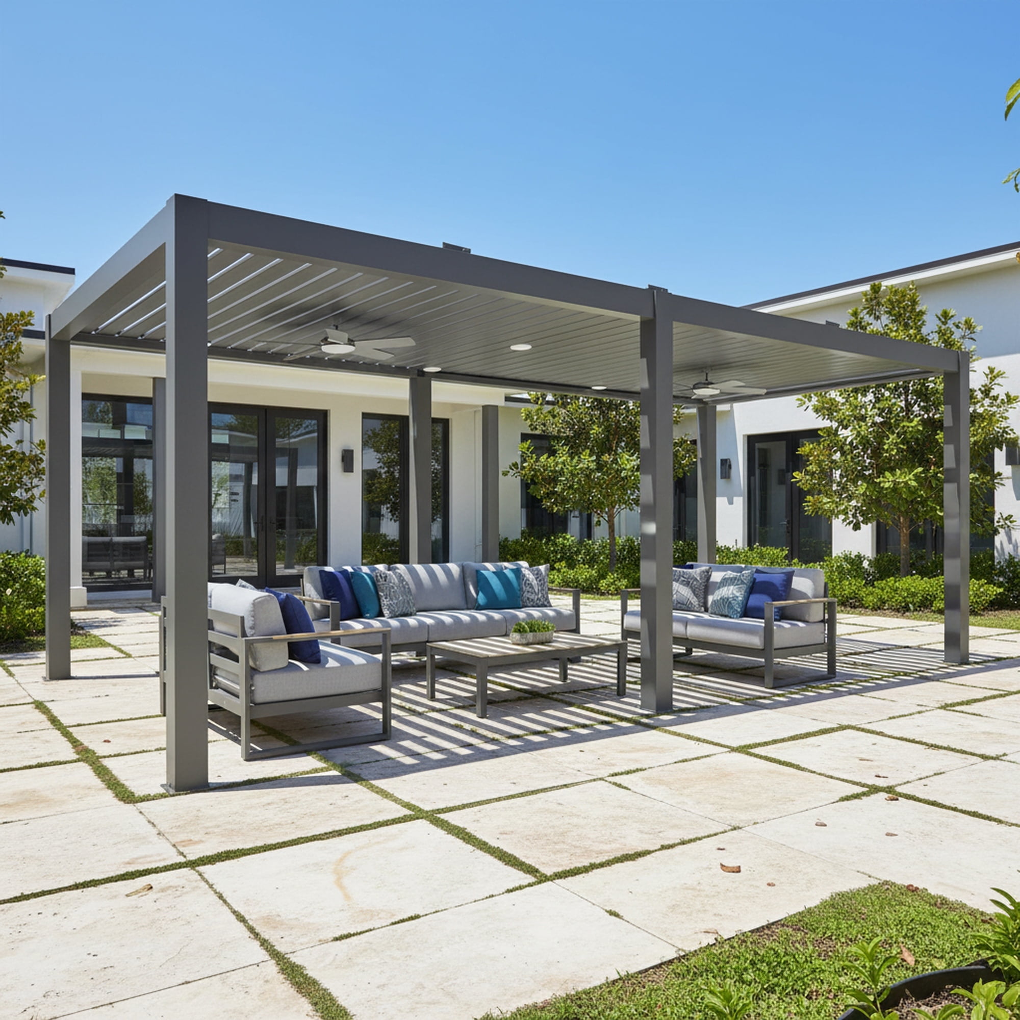 Mondawe 10x24 ft Aluminum Outdoor Pergola Gazebo with Adjustable ...