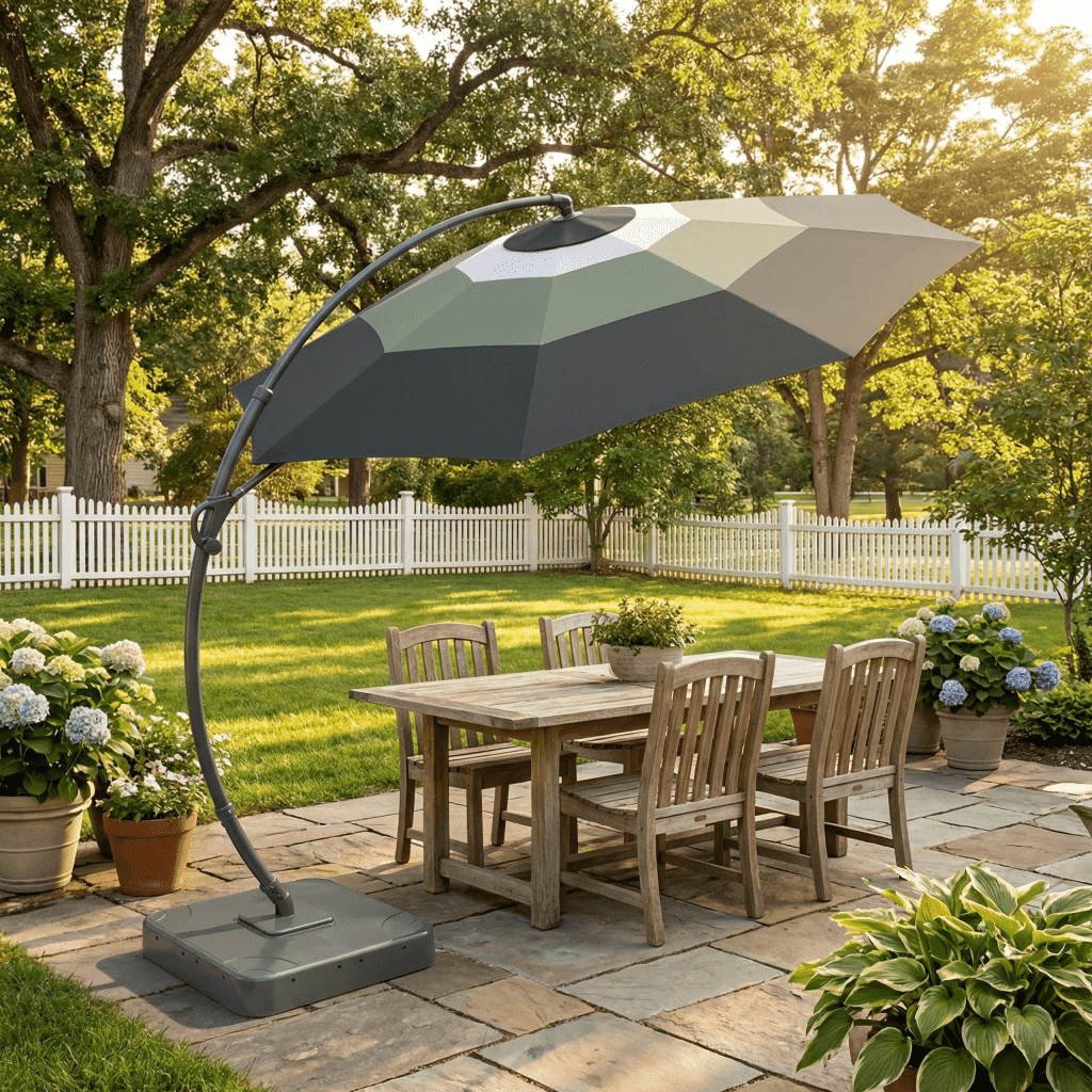 Mondawe 11FT Luxury Blue Gradient Cantilever Patio Umbrella with Dark ...
