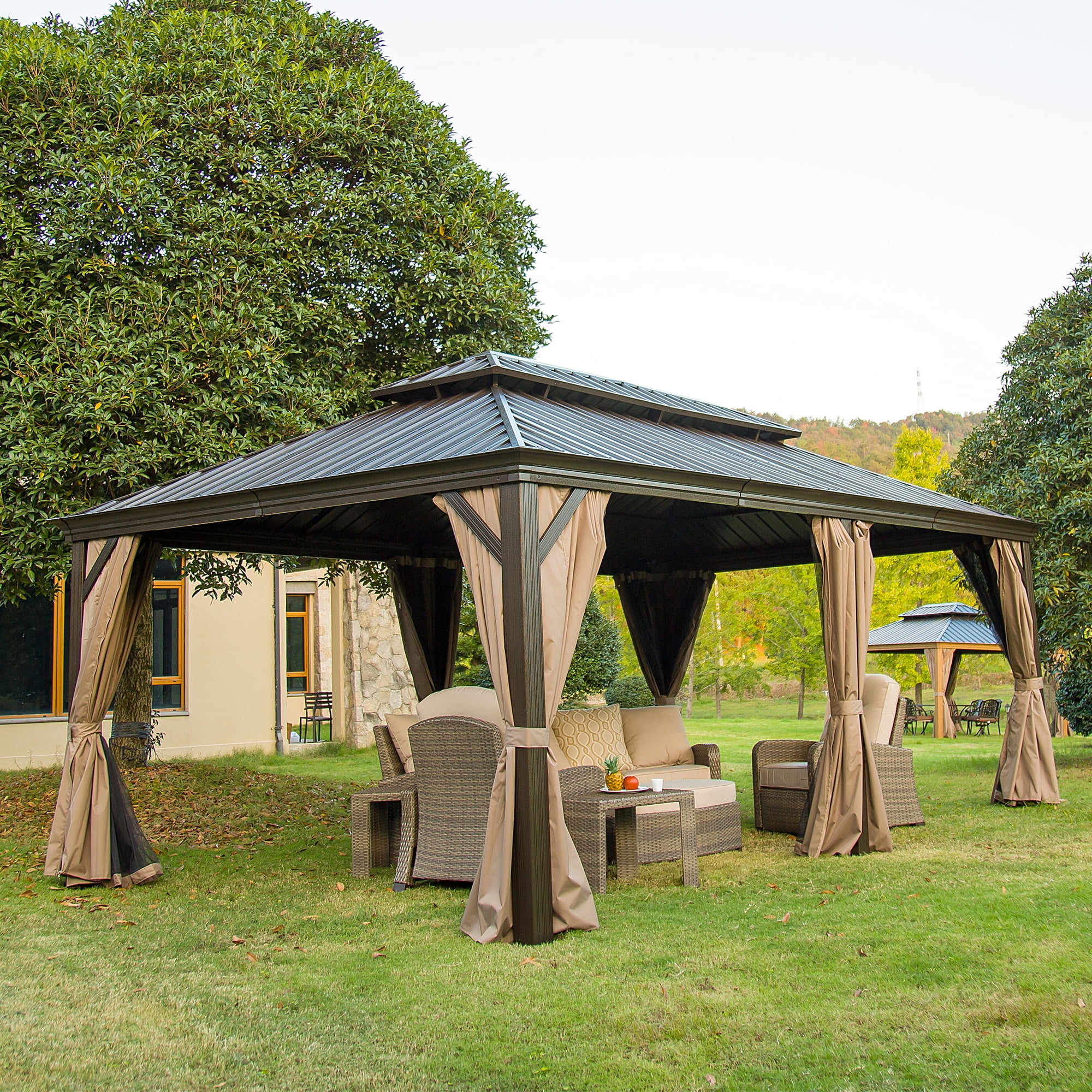 Mondawe 12'x20' Hardtop Gazebo, Outdoor Aluminum Frame Canopy with ...