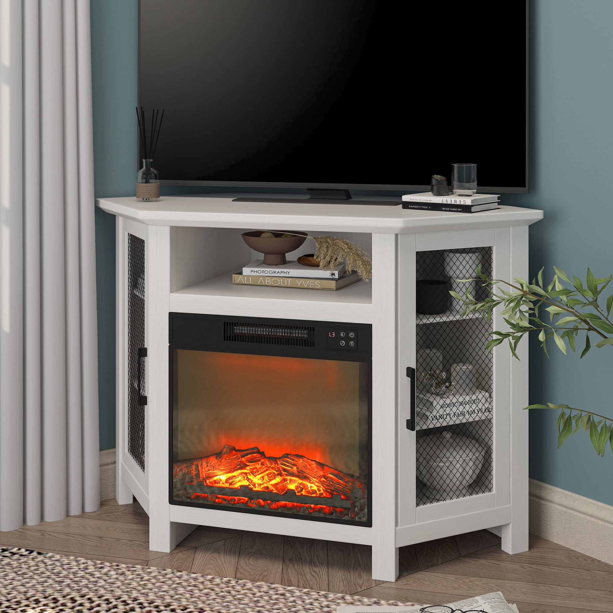 Mondawe 120V 60Hz 1400W 45" Corner Cabinet Stove with Remote Adjustable ...