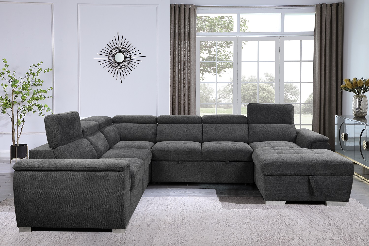 Mondawe 125" Modern U Shaped 7-seat Sectional Sofa Couch with ...