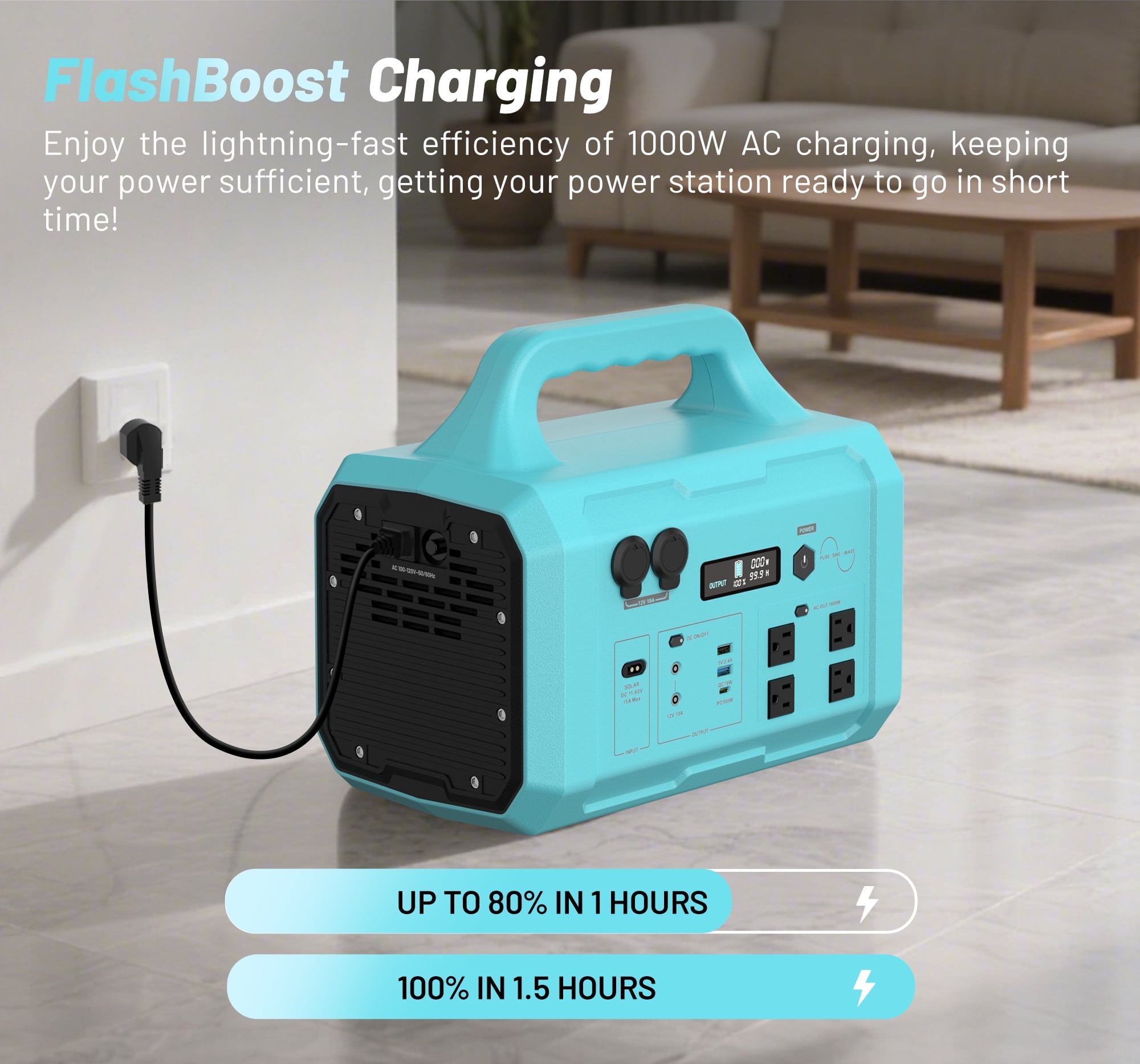 Mondawe 1800W Portable Power Station Fast Charging Outdoor Emergency ...