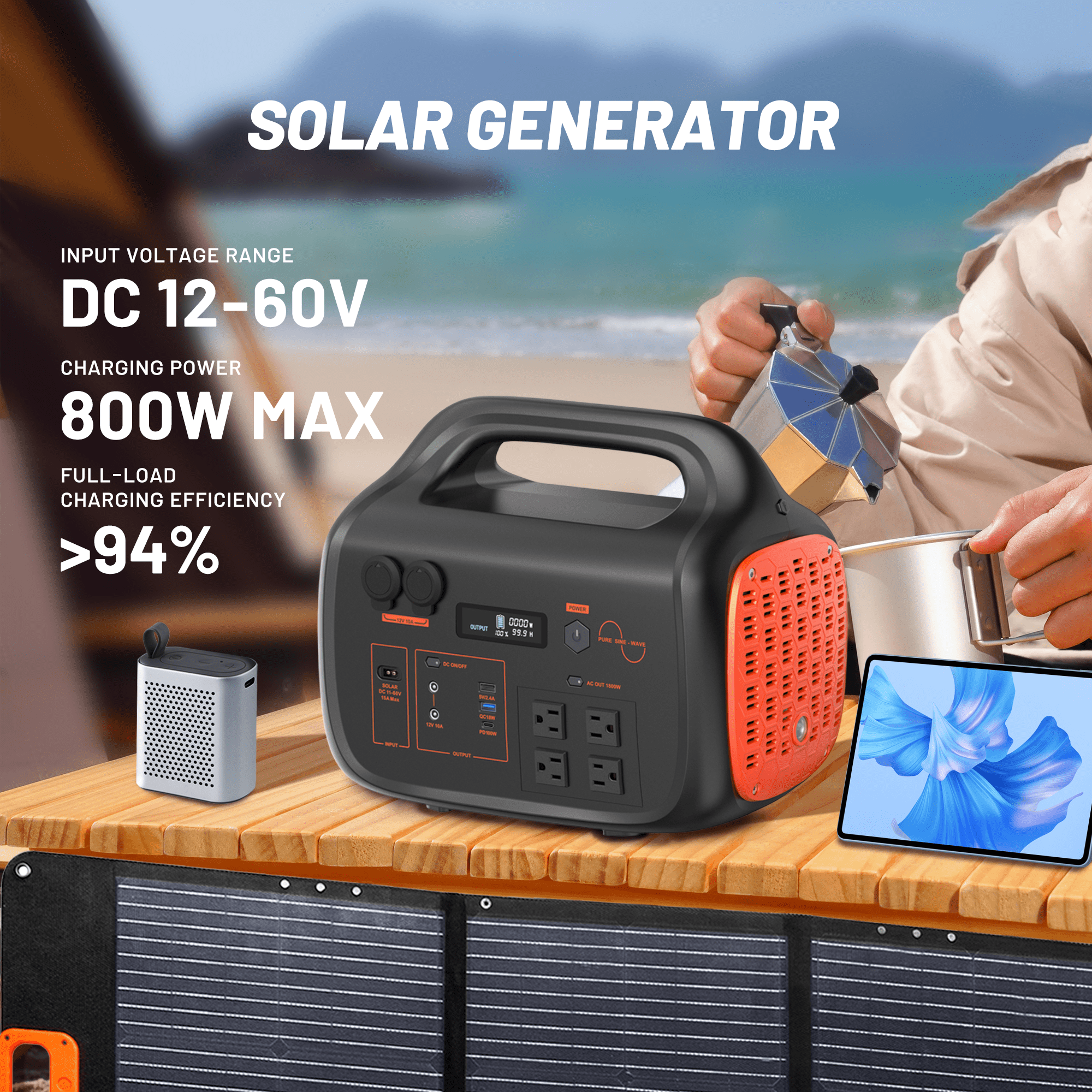 Mondawe 1800W Portable Power Station with AC Outlet Outdoor Emergency ...