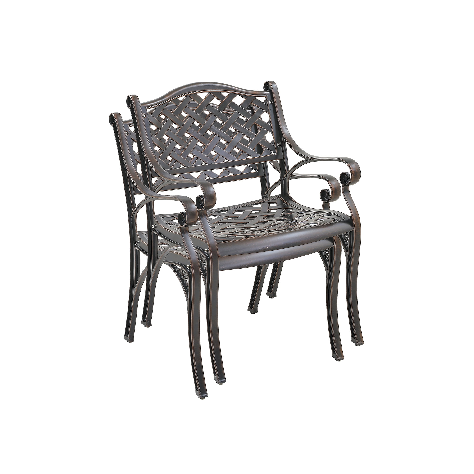 Mondawe 2 Pieces Outdoor Cast Aluminum Dining Chairs with Armrest, All ...