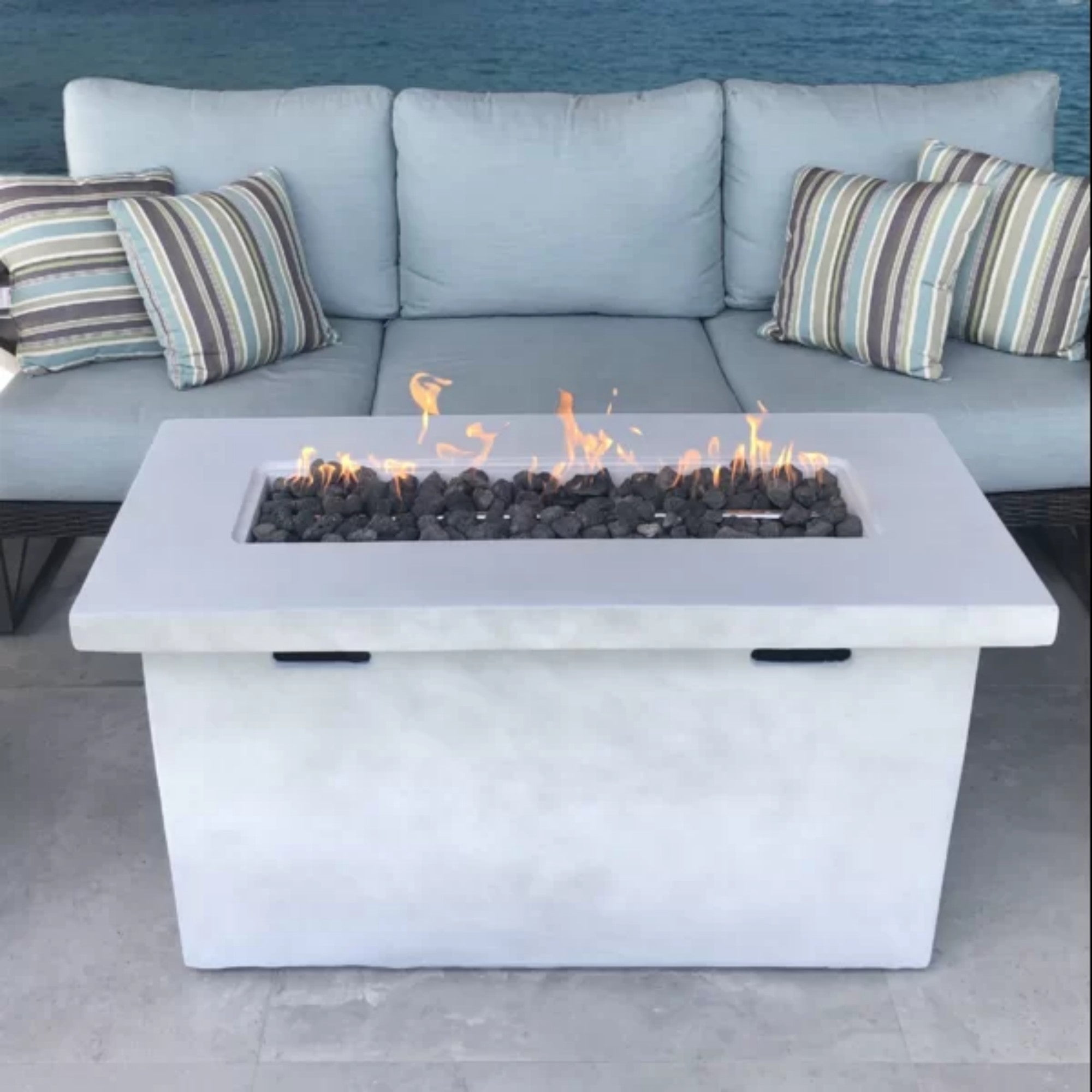 Mondawe 25" H Fiber Reinforced Concrete Propane Outdoor Fire Pit Table ...