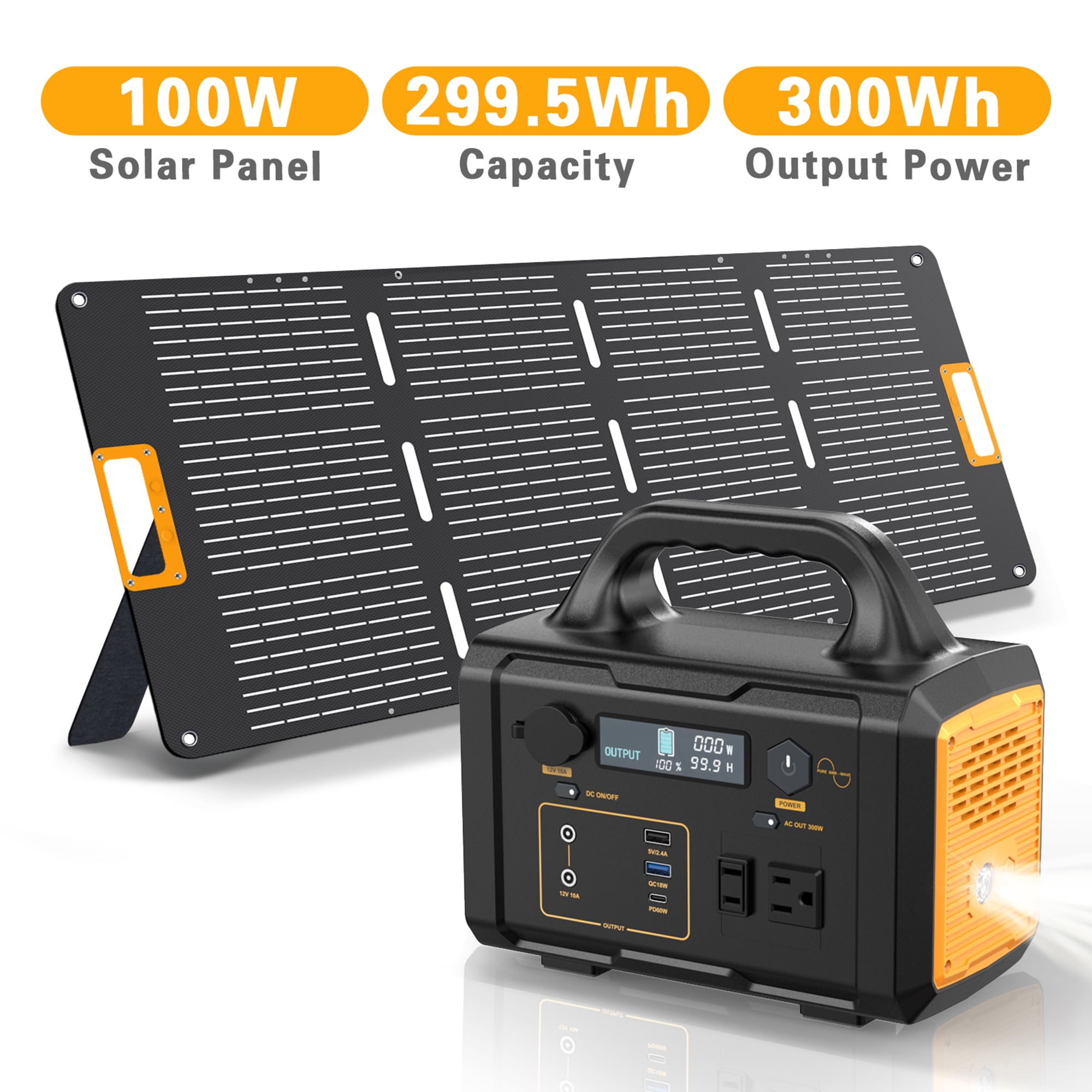 Mondawe 300W Portable Power Station with 100W Solar Panel Included, 299 ...