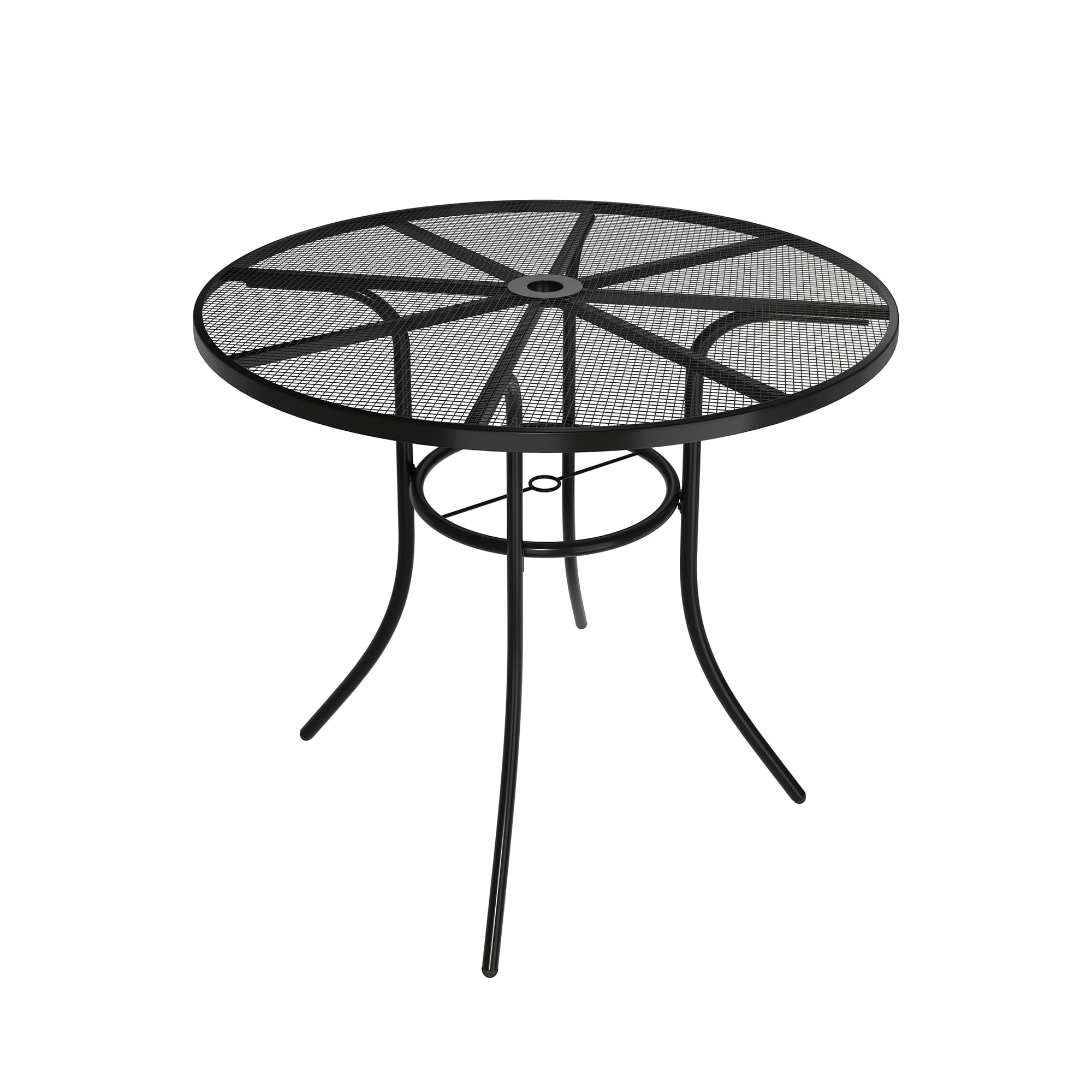 Mondawe 36" Patio Table Steel Mesh Round Table with 1.9" Umbrella Hole ...
