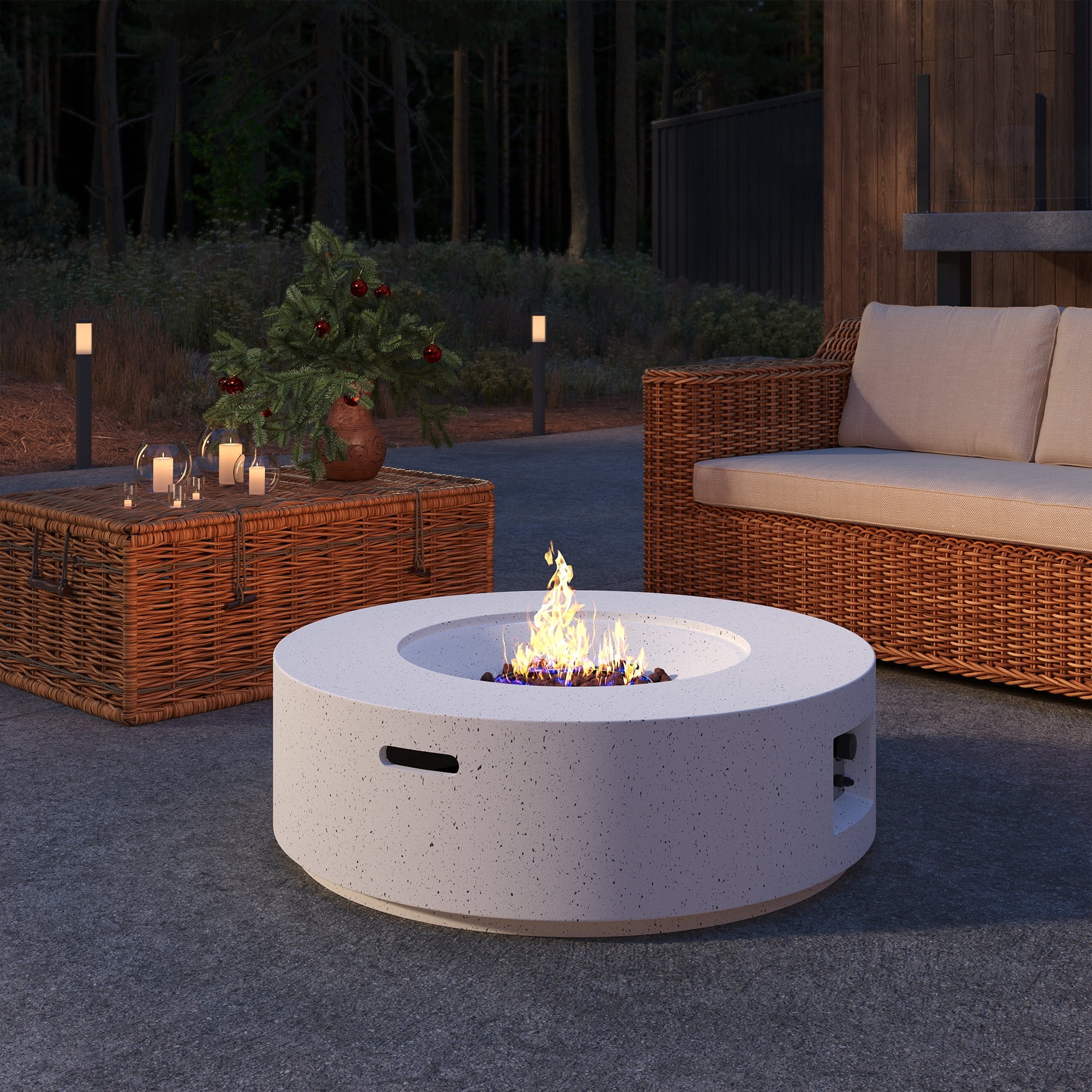 "Mondawe 36"" Propane Fire Pit, 40K BTU, Outdoor Round with Cover ...