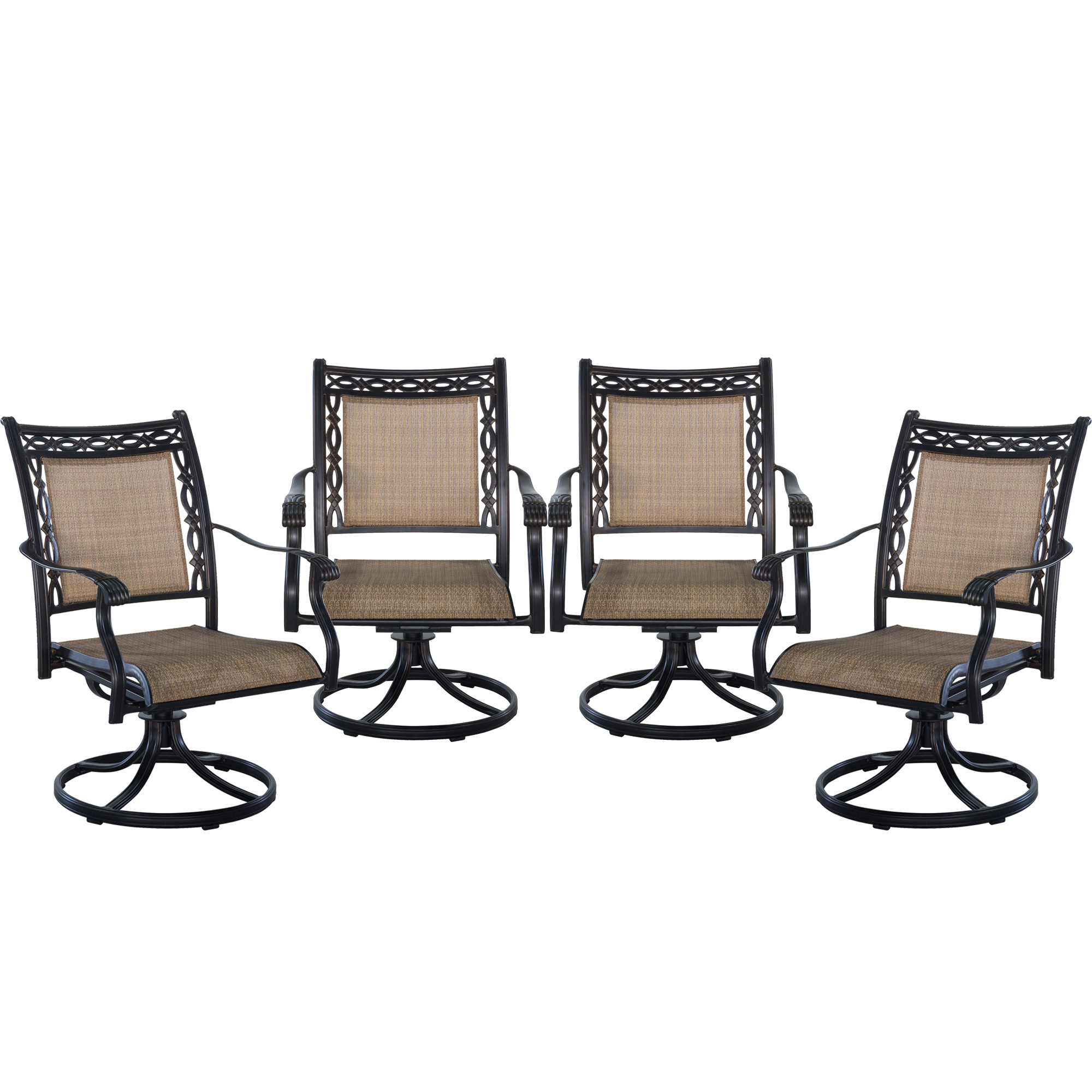 Mondawe 4pc Bronze Cast Aluminum Patio Chairs, Swivel & Padded Sling ...