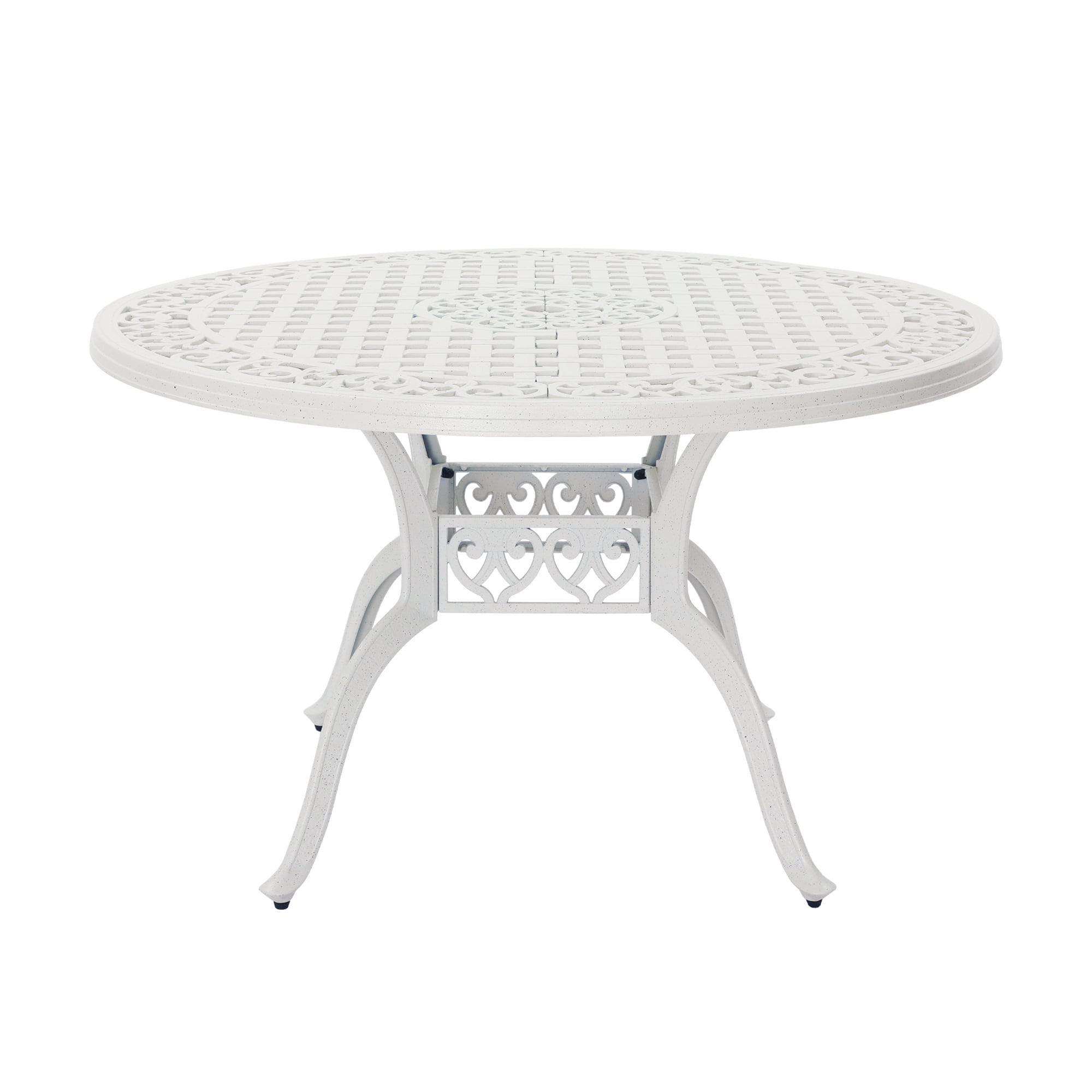 Mondawe 47'' Cast Aluminum Round Table White Slanted Grid Dining Table ...