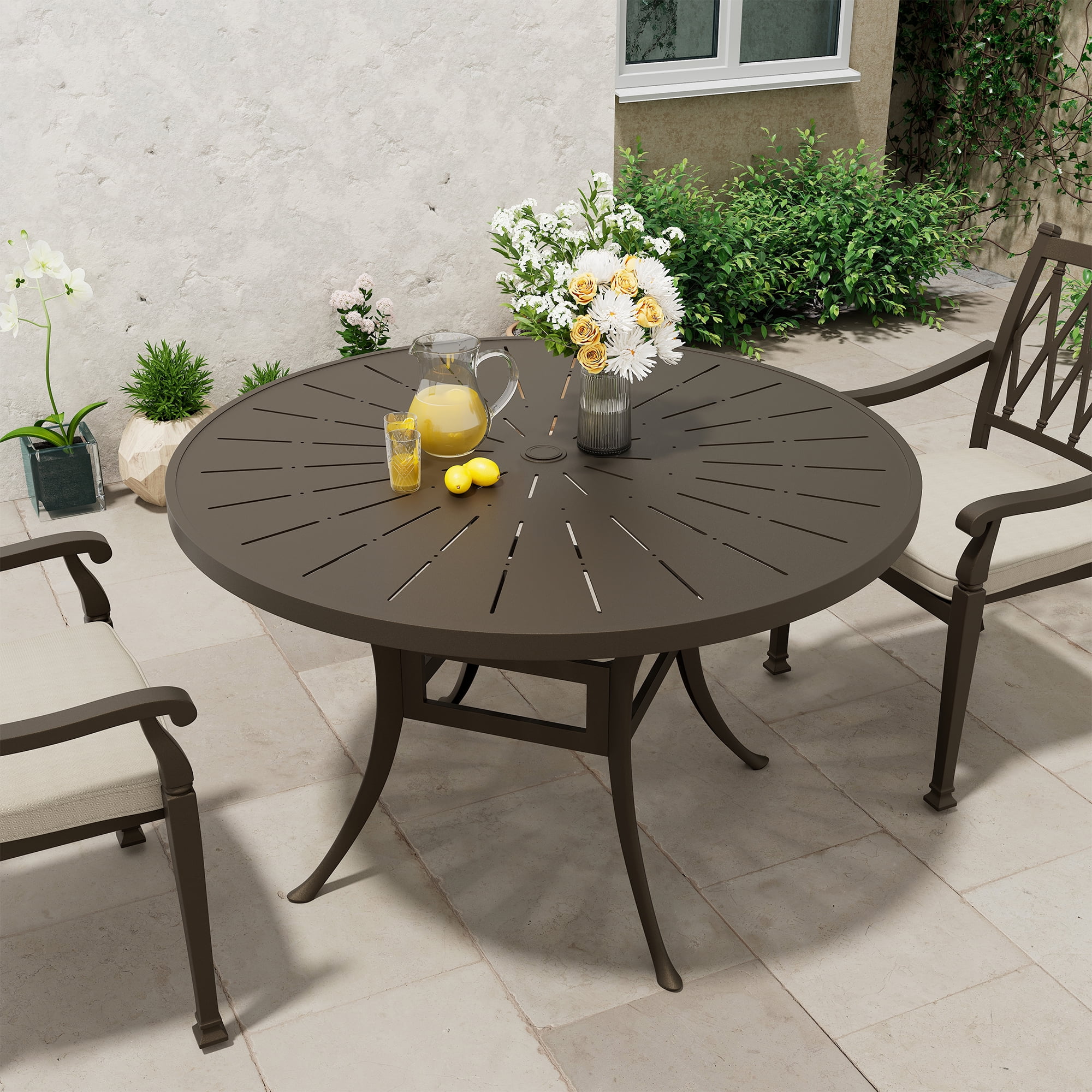 Mondawe 48" Patio Dining Table for 4-6, Round Patio Table with 1.9 ...