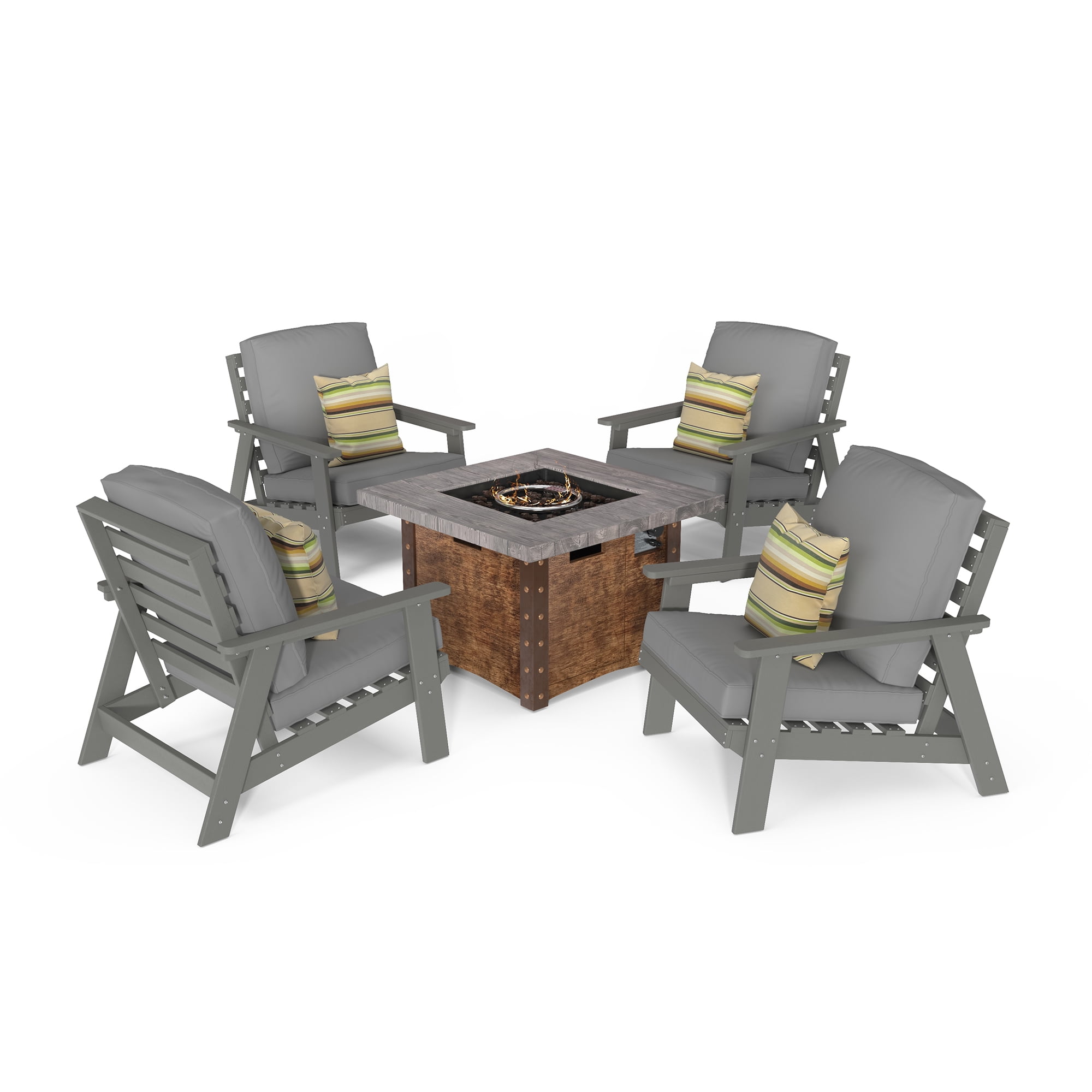 Mondawe 5 Pcs Patio Conversation Set With Propane Fire Pit Table