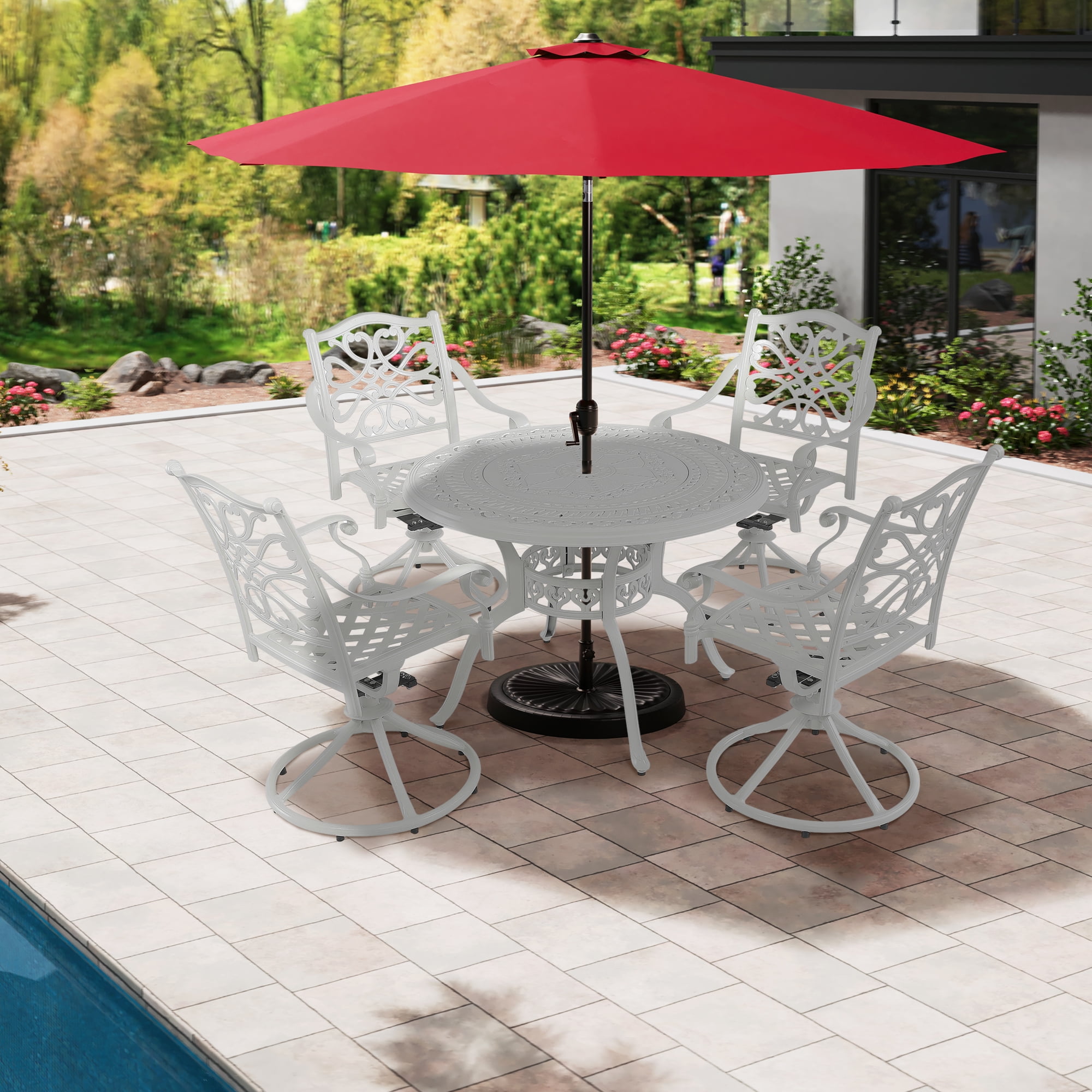 Mondawe 5-Piece Cast Aluminum Patio Set, All-Weather Aluminum Outdoor ...