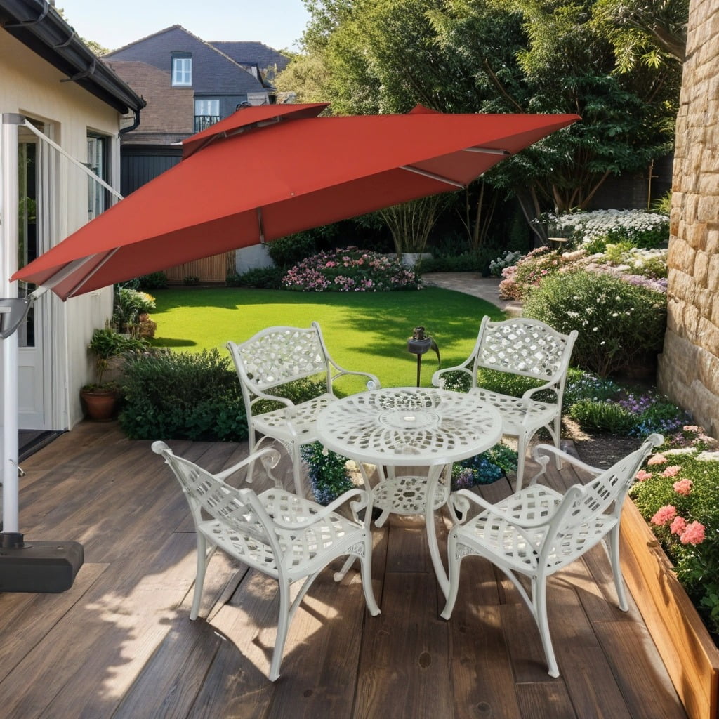 Mondawe 5 Pieces Cast Aluminum Dining Set, All-Weather Aluminum Outdoor ...