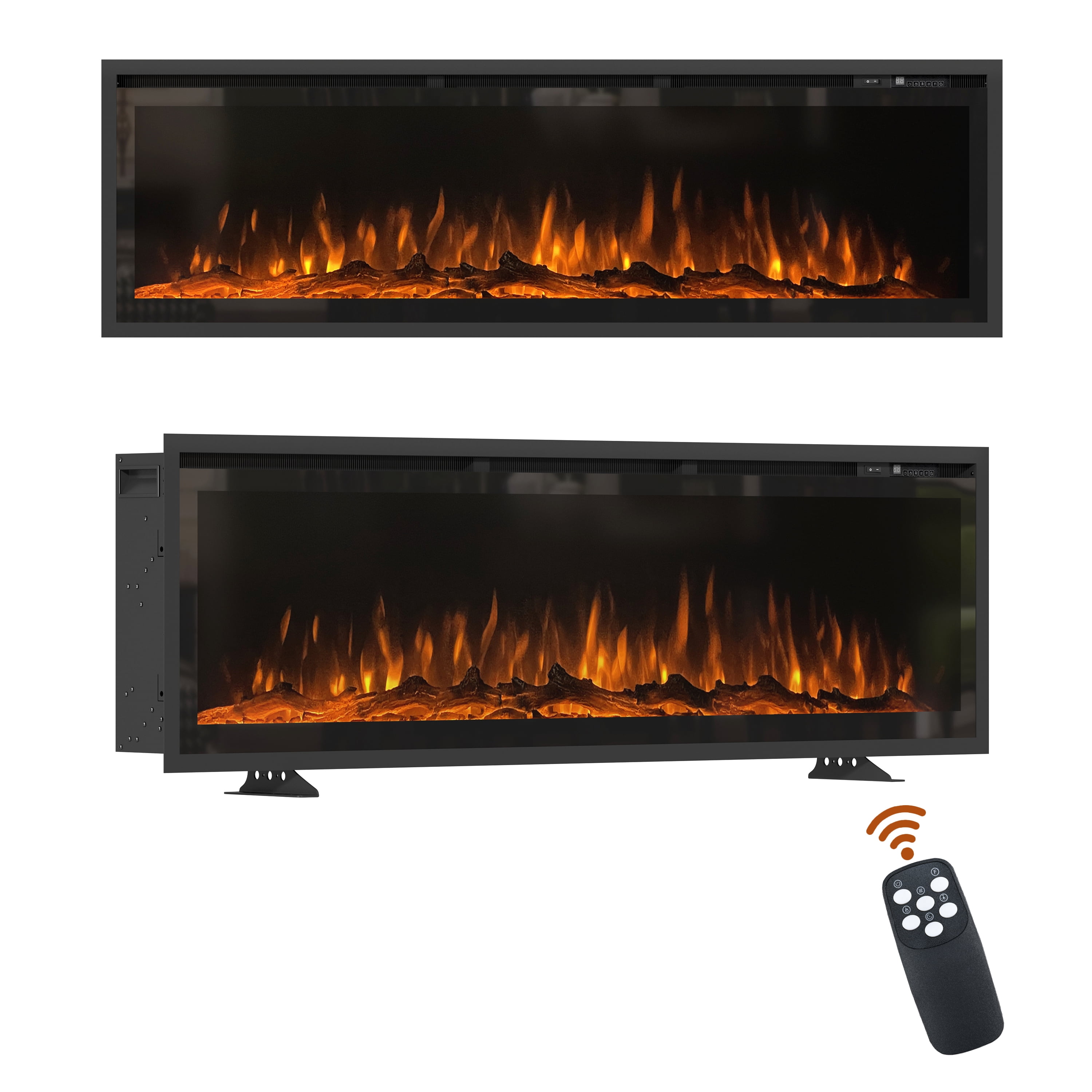 Mondawe 50" Electric Fireplace Wall Mount or Recessed Fireplace Insert ...