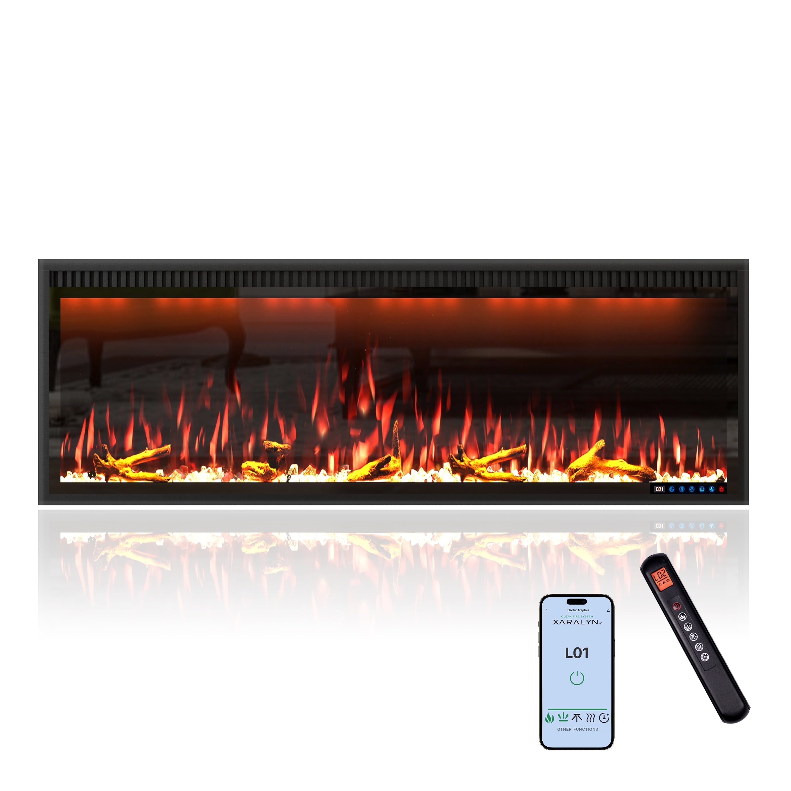 Mondawe 50" Smart Electric Fireplace - Wall Mount/Recessed, Remote ...