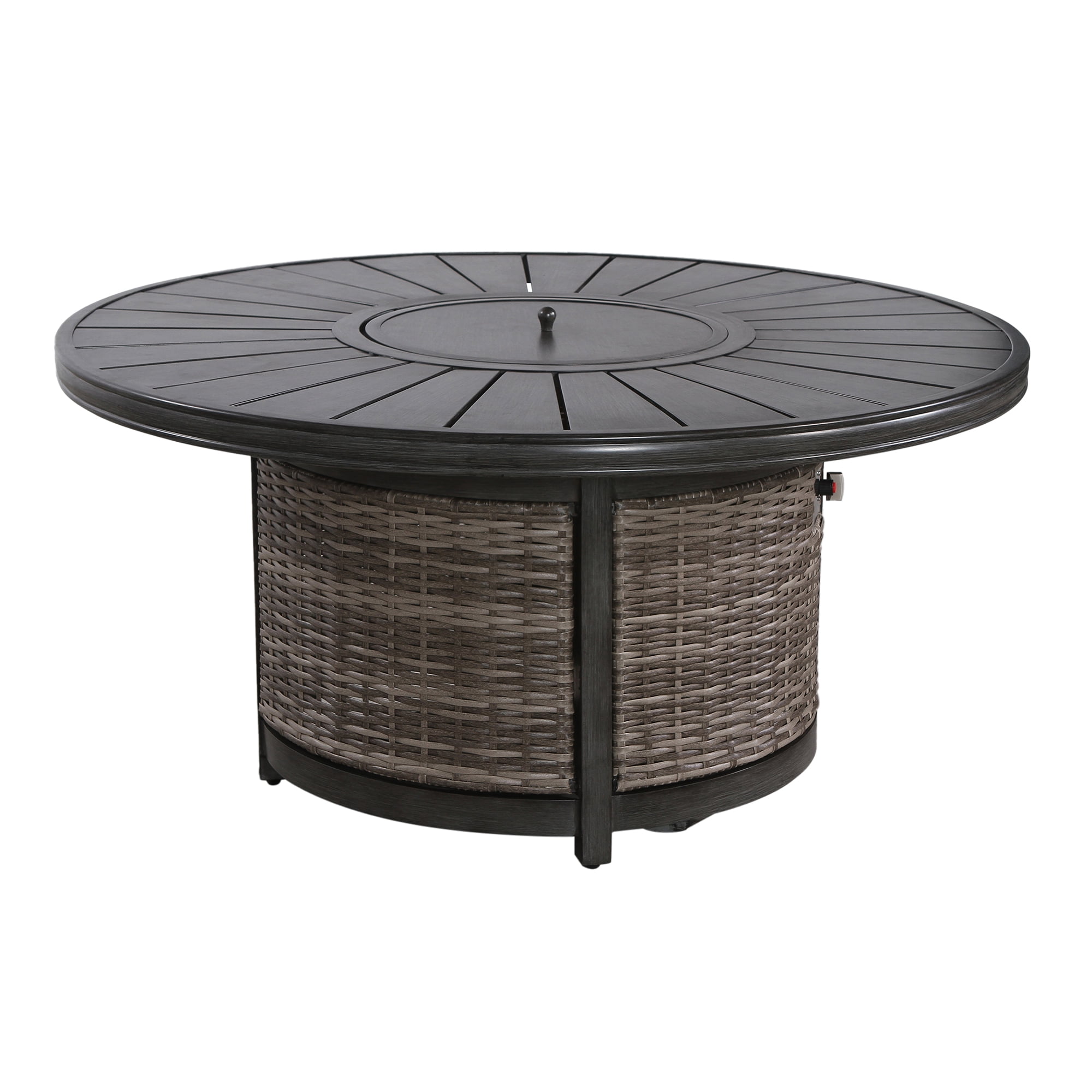 Mondawe 52inch Propane Round Wicker Fire Table 60000BTU Propane Fire ...