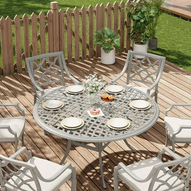 Pellebant Expandable Rectangular Metal Outdoor Patio Dining Table, 6-8 ...