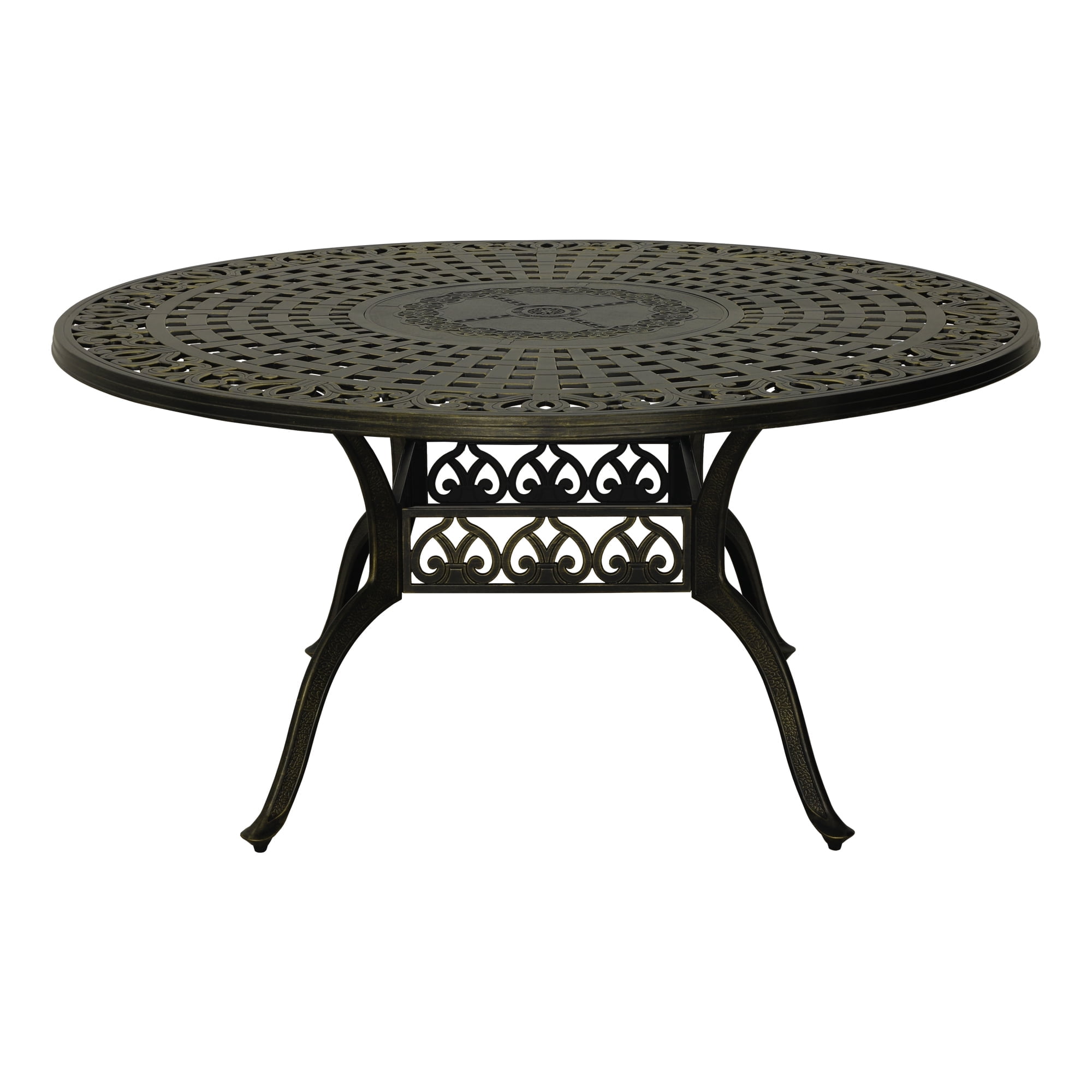 Mondawe 59" Cast Aluminum Round Table Dining table Elegant Hollow Rust ...