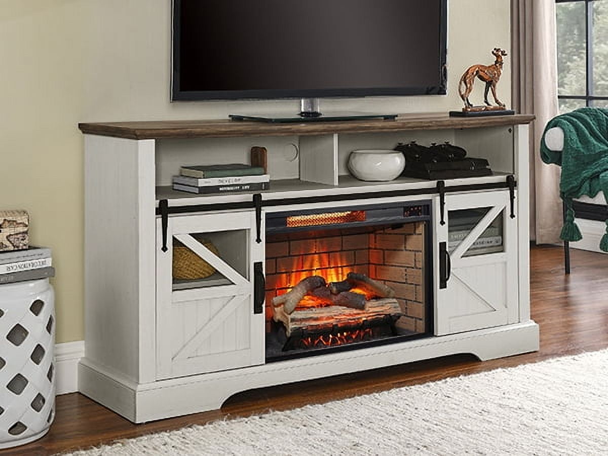 Mondawe 60 Inch Electric Fireplace Entertainment Center With Door ...