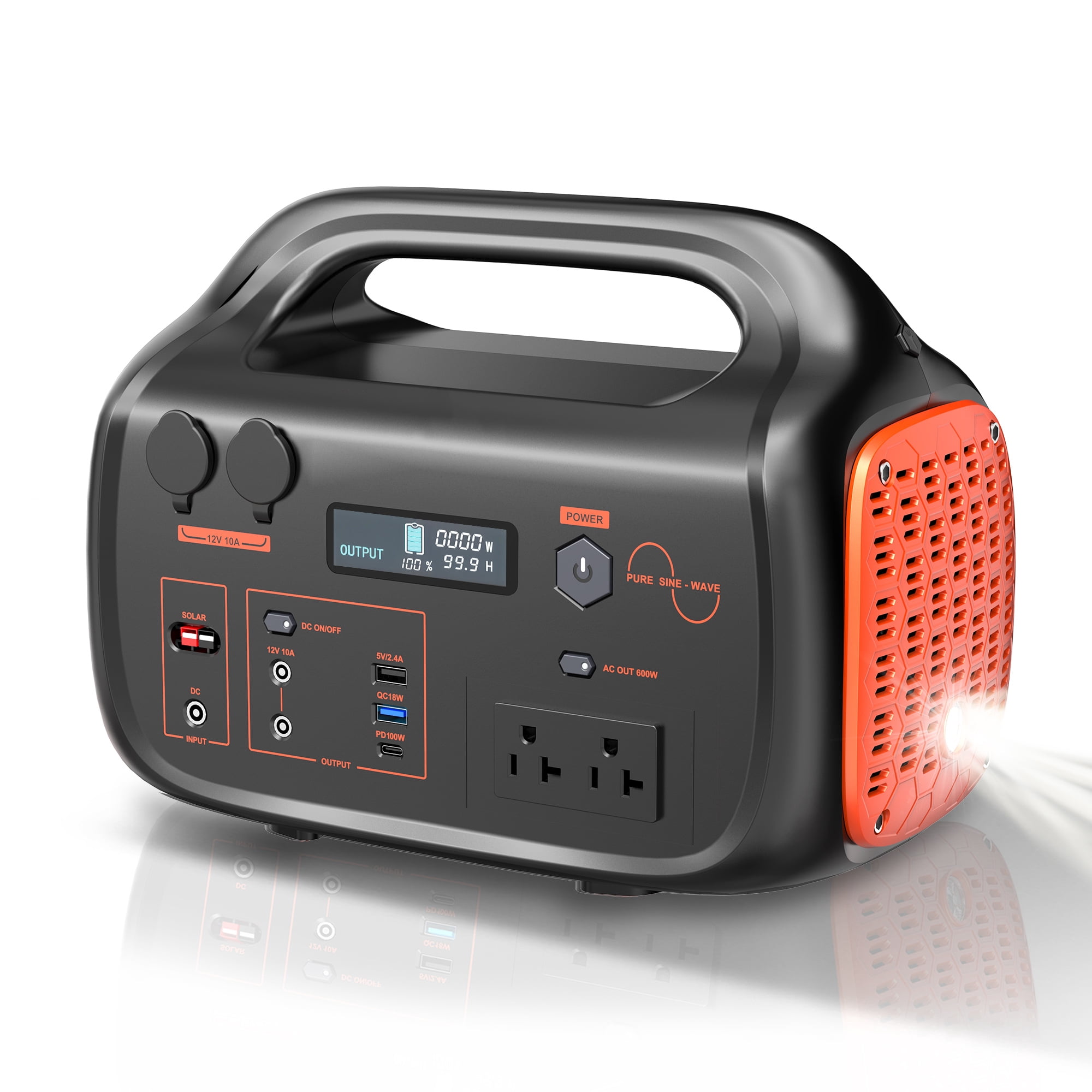 Mondawe 600W Portable Power Station 655.2Wh 2550mAh Solar Generator ...