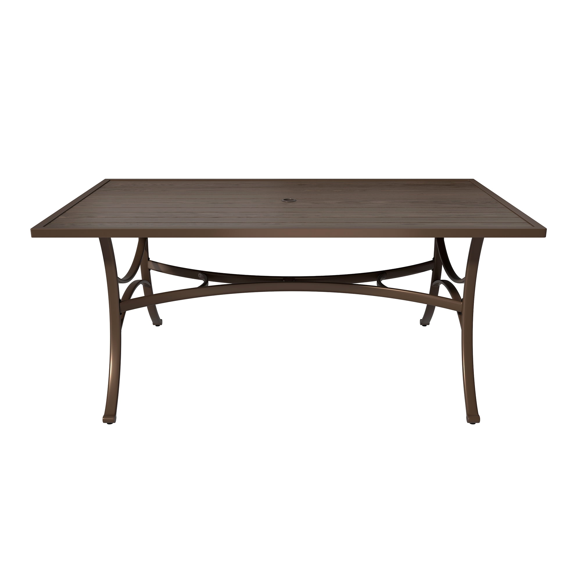 Mondawe 66"*38" Steel Outdoor Rectangular Dining Table, with 1.9" Umbrella Hole Accommodating 6 ...