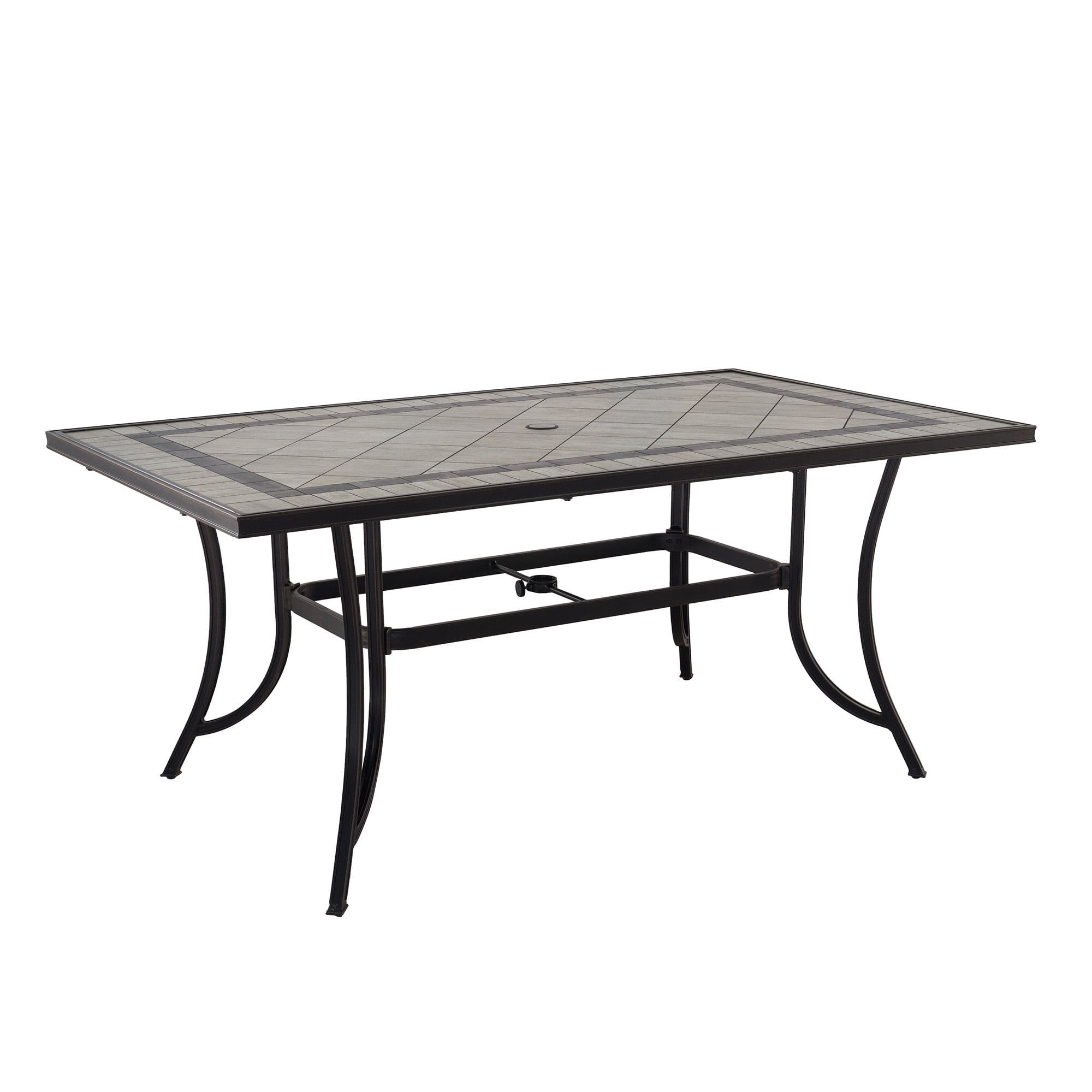 Mondawe 67x40 Outdoor Garden Table, Aluminum Frame, Tiled Top, Patio ...
