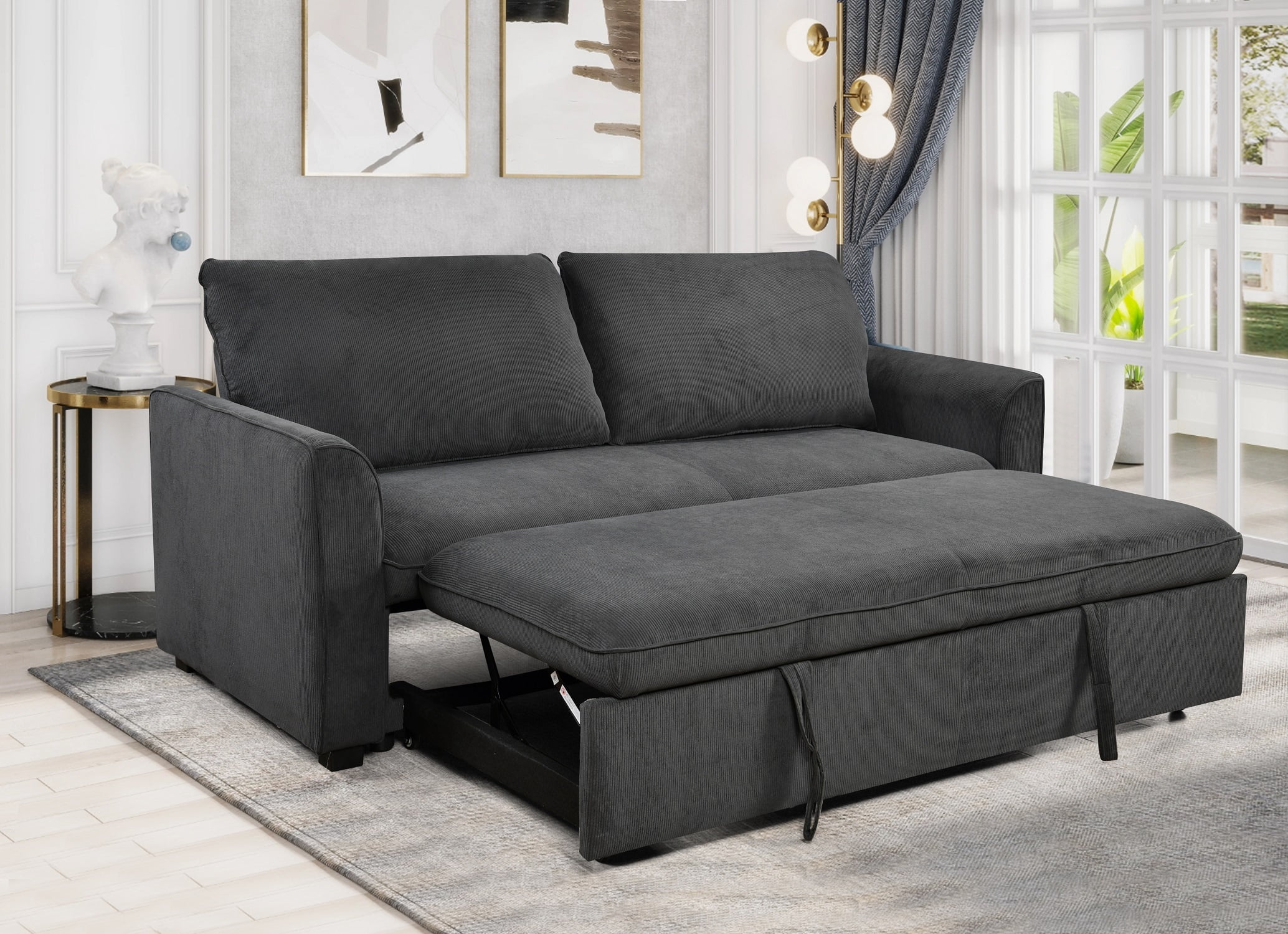 Mondawe 78 Inch 3 in 1 Convertible Sleeper Sofa Bed, Modern Fabric ...