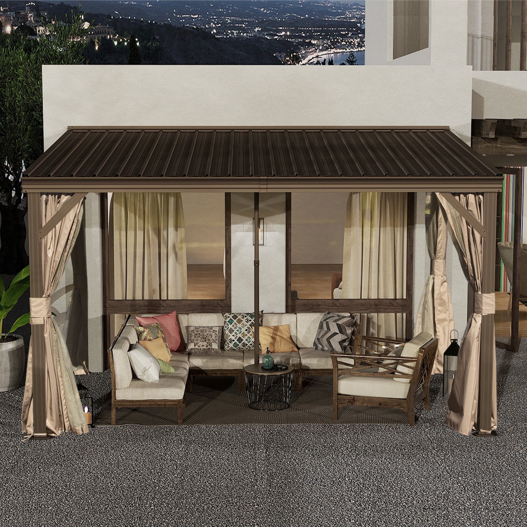 Mondawe 8 ft. x 12 ft. Outdoor Aluminum Frame Galvanized Steel Roof ...