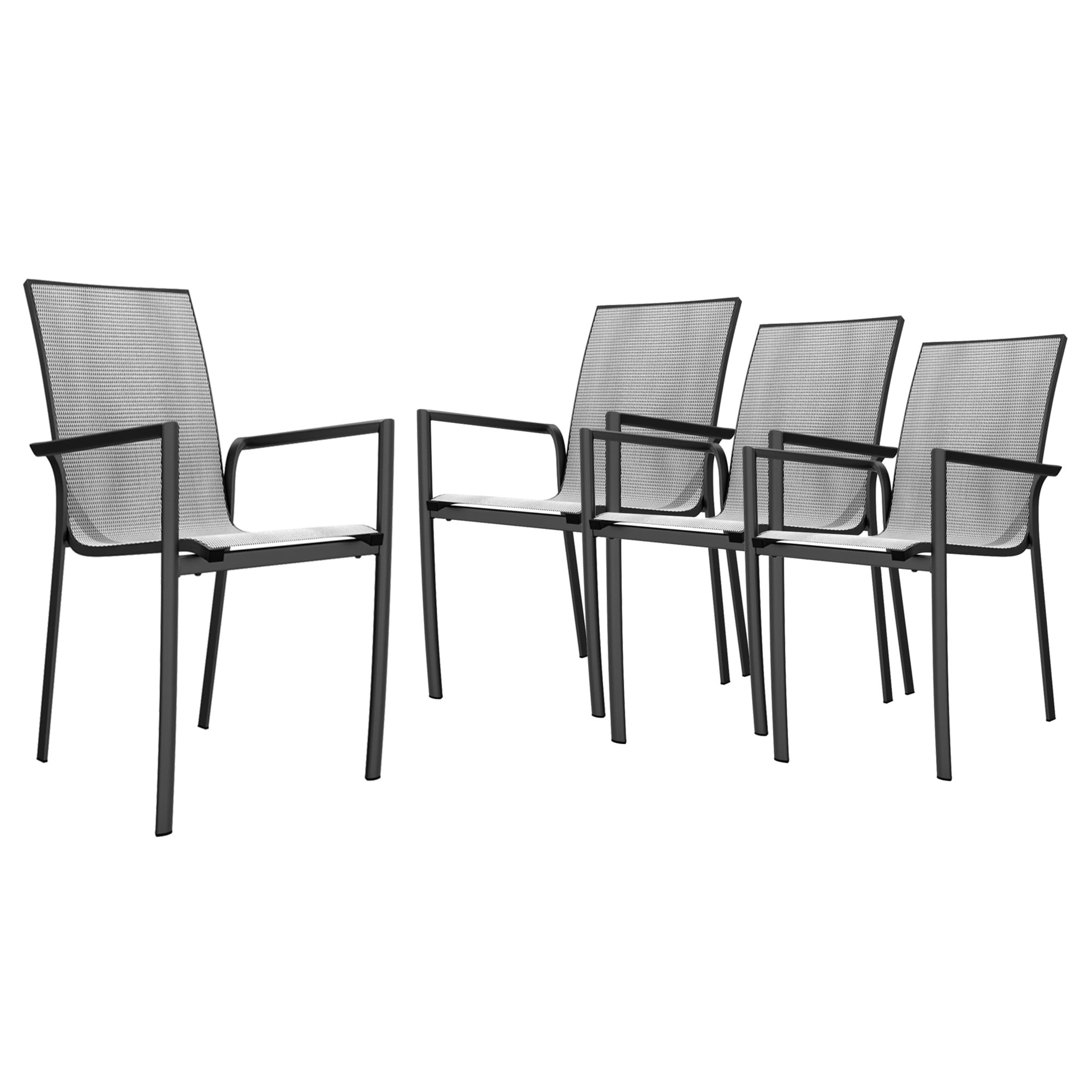 Mondawe Aluminum Outdoor Courtyard Stackable Tesla Dining Chairs (Set ...