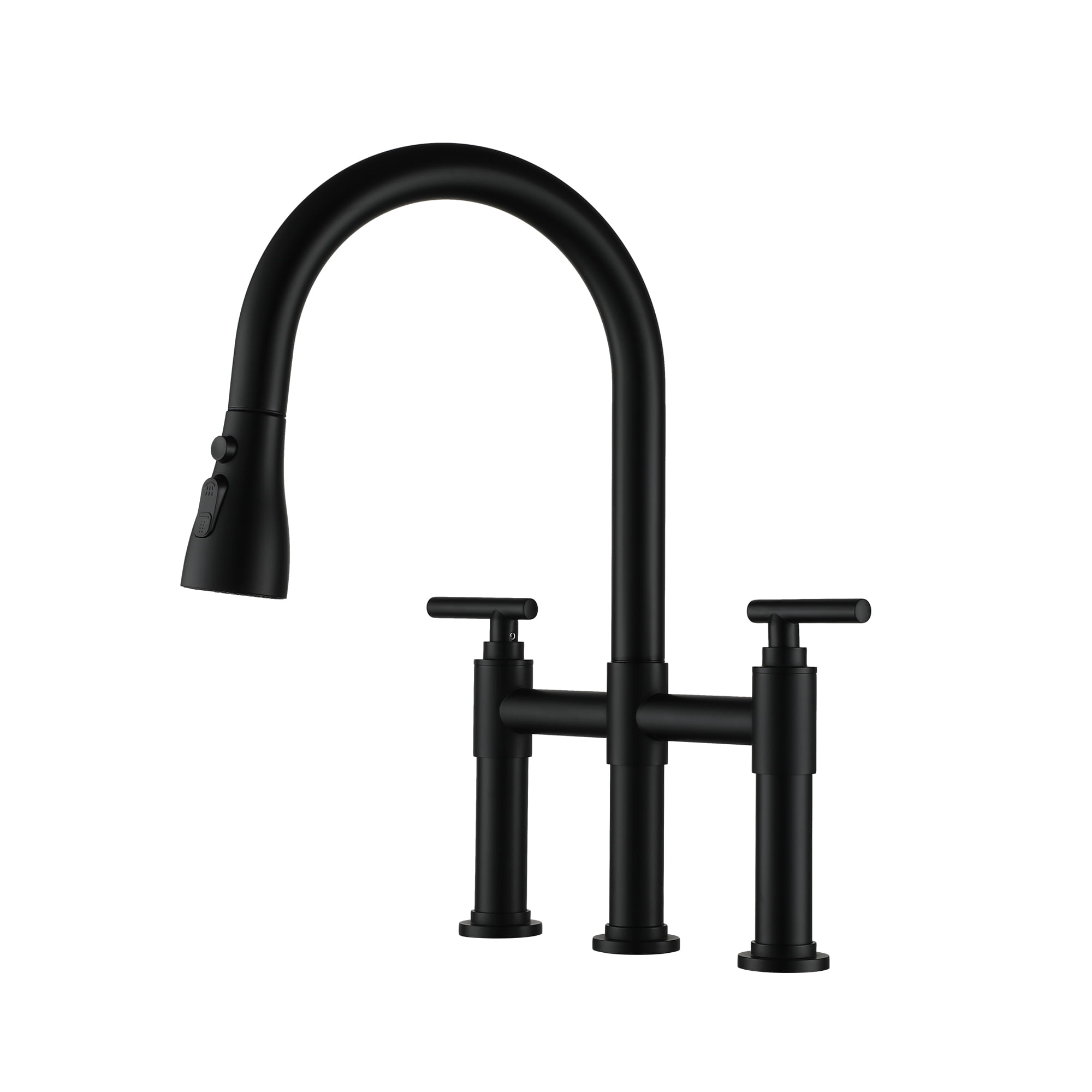Mondawe Anti-Rust Finish Bridge Kitchen Faucet with 3 Way Spray ...