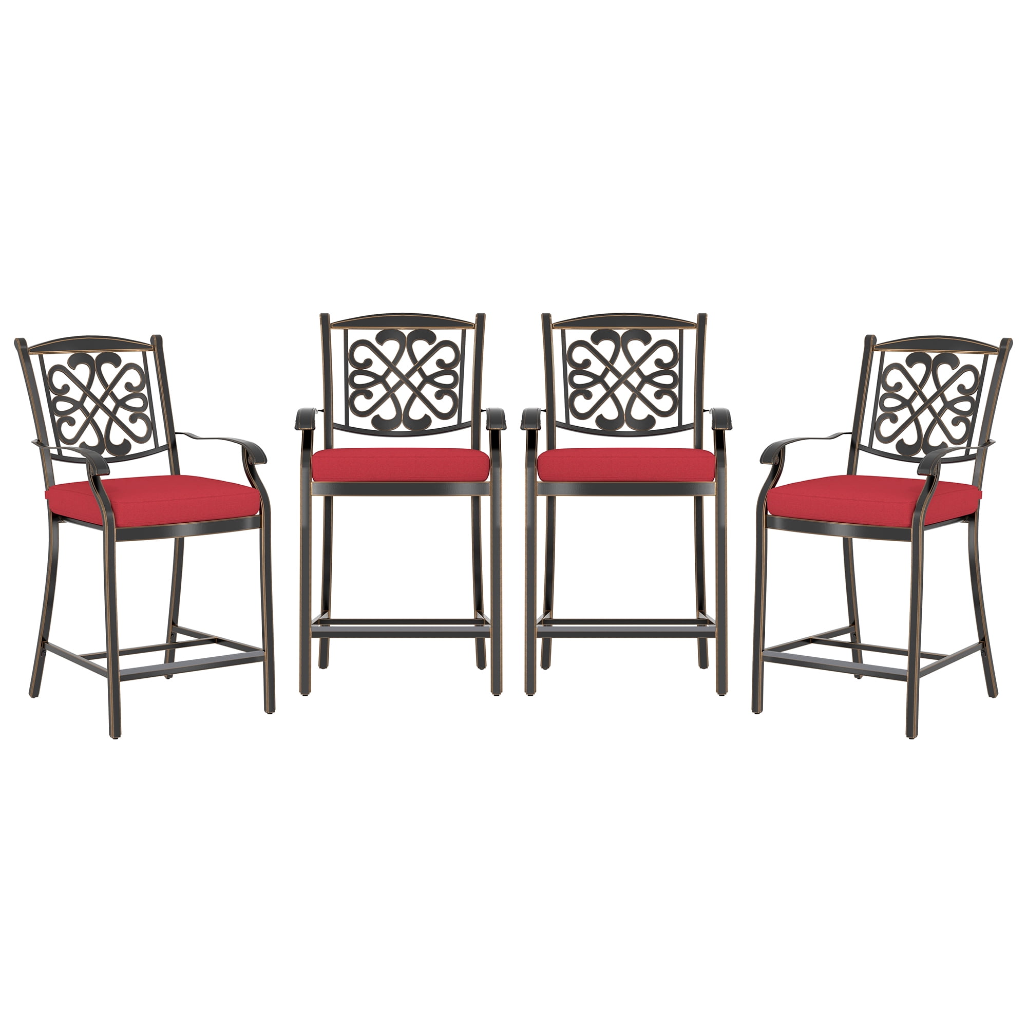 Mondawe Patio Bar Height Dining Chair Cast Aluminum Flower-Shaped Bar ...