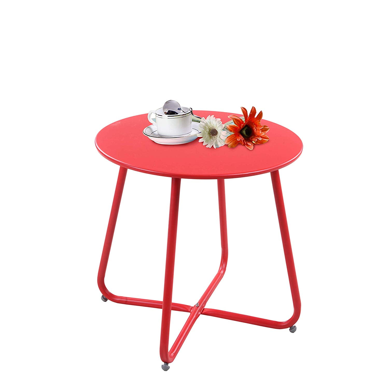 Mondawe 18” Metal Patio Side Table for Porch & Outdoor Spaces, Red ...